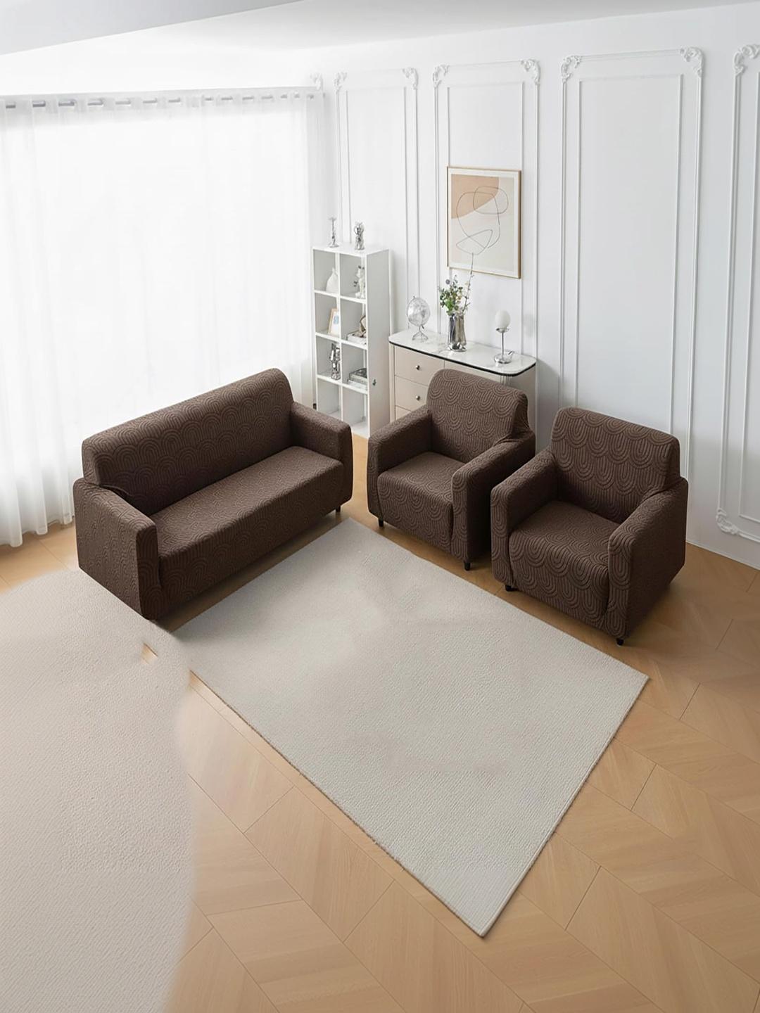 Buy HOUSE OF QUIRK Jacquard Fabric 220 GSM 3 Seater +1 Seater +1 Seater ...