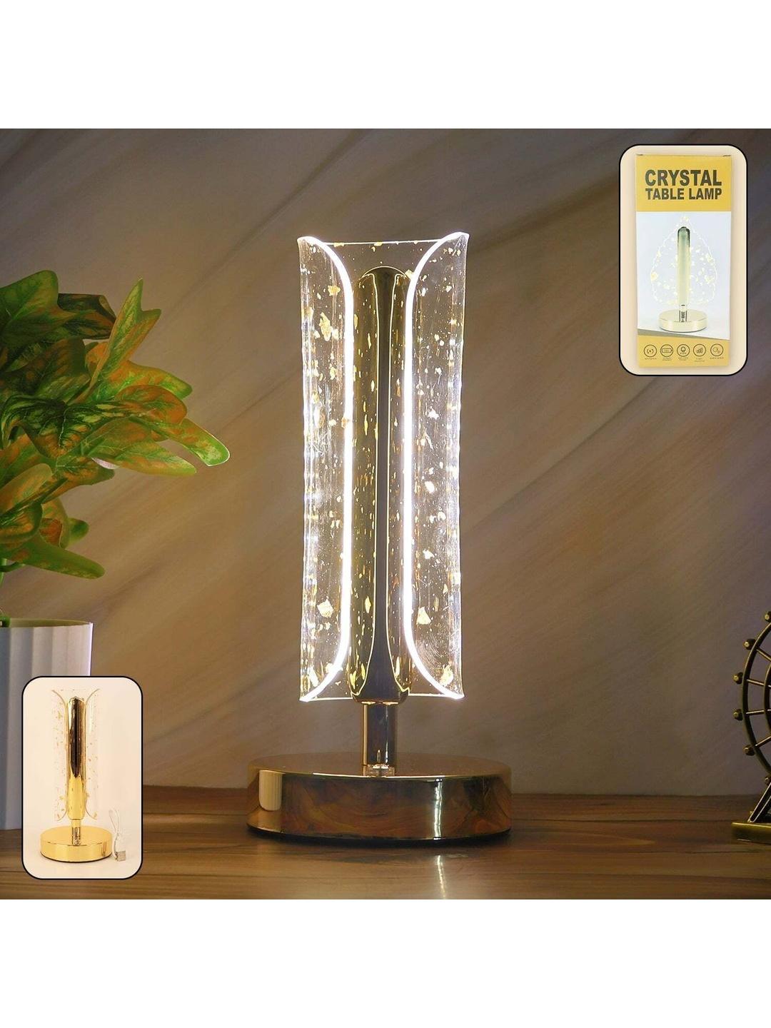 Buy DeoDap Gold Toned Printed Abstract Shaped Table Lamp - Table Lamps ...