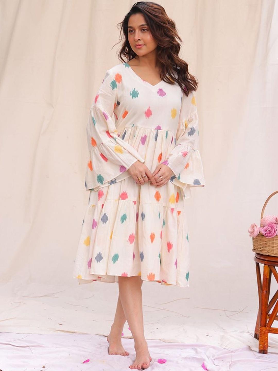 Buy Sutra Art Of Clothing Print Flared Sleeve A Line Dress - Dresses ...
