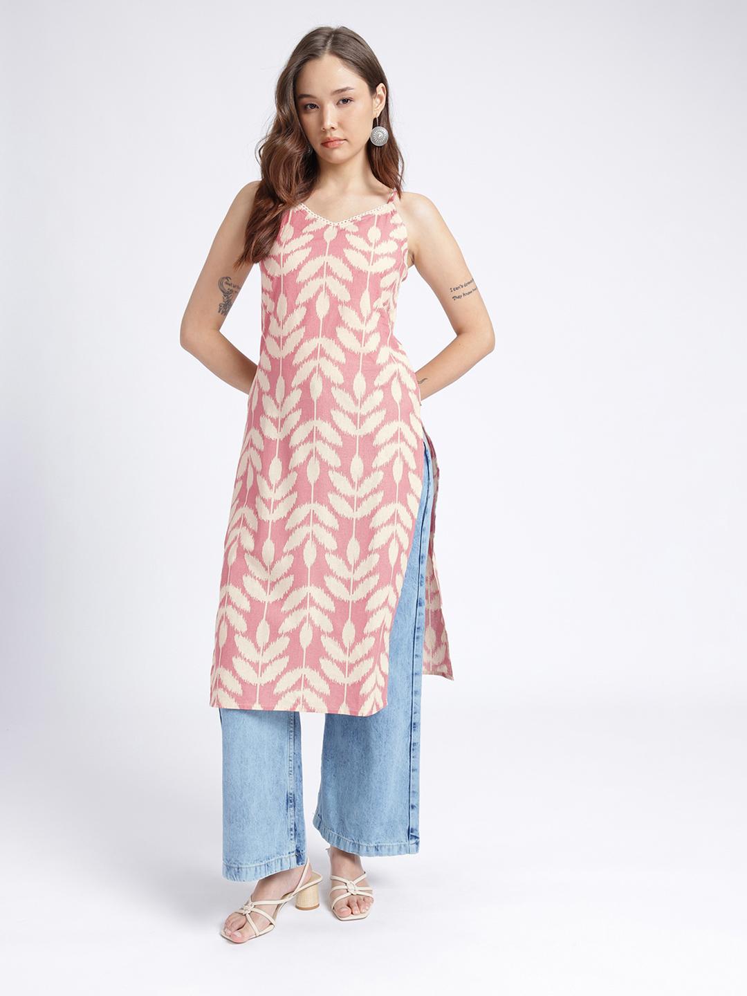 Buy Fusion By Glitchez Floral Printed Minimal Lace Detail Shoulder ...