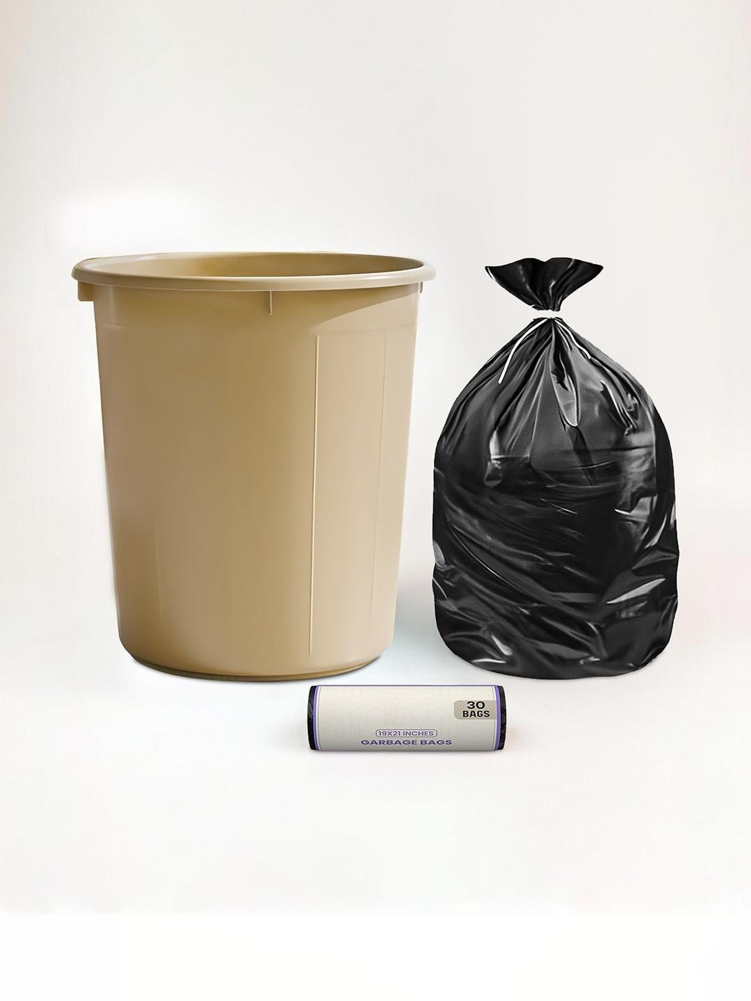 Buy HOMESTIC Beige Plastic Open Waste Bin With 1 Garbage Bag Set 10 L ...
