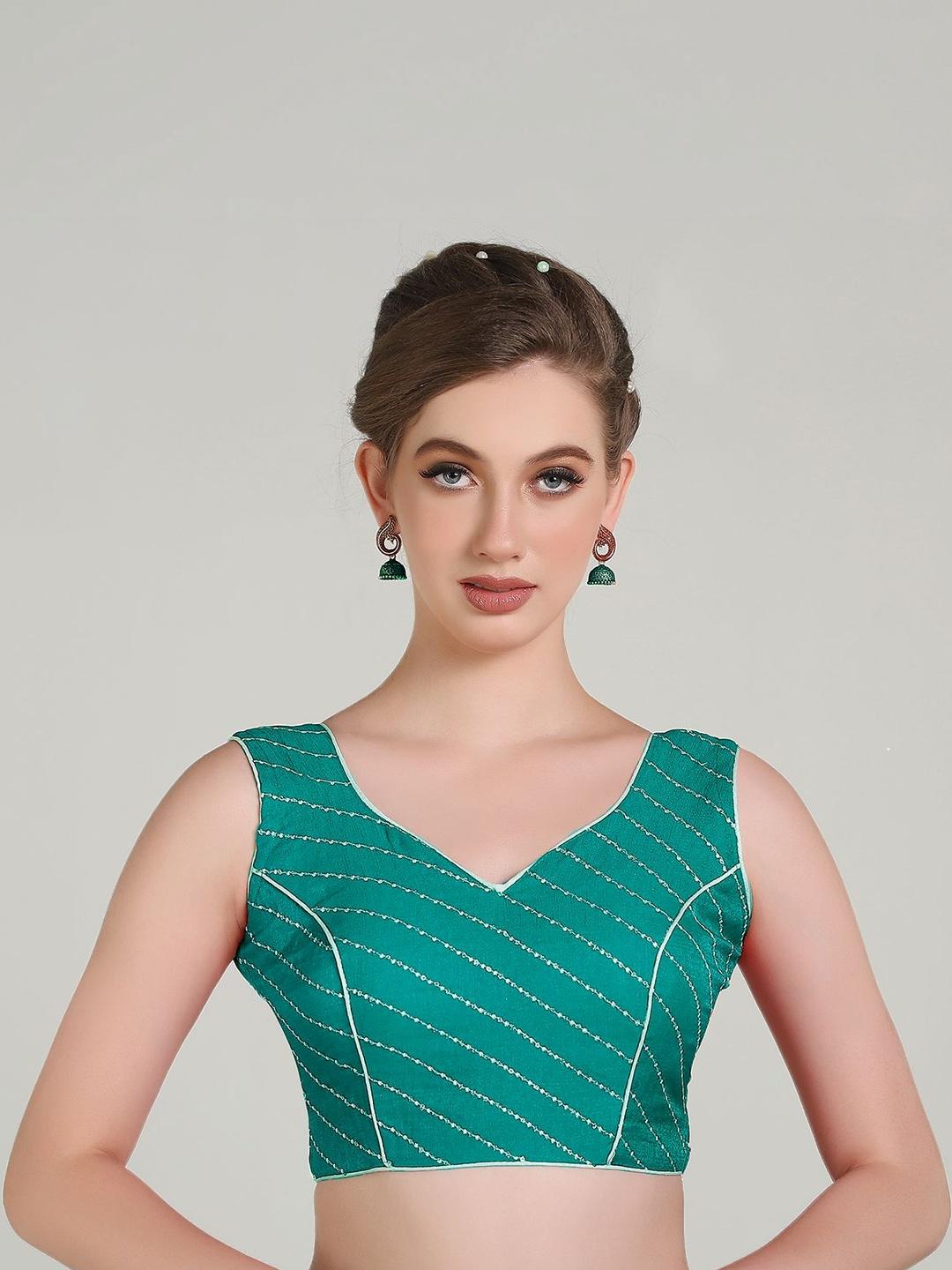 Buy Nigel Designer Embroidered Silk Sweetheart Neck Saree Blouse ...