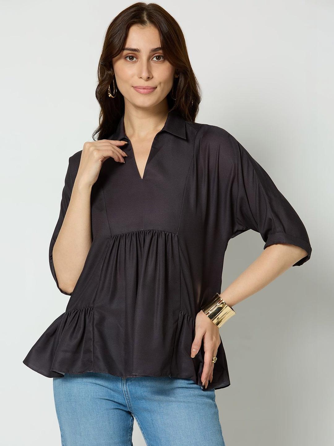Buy Insho Roll Up Sleeves Peplum Top - Tops for Women 38298451 | Myntra