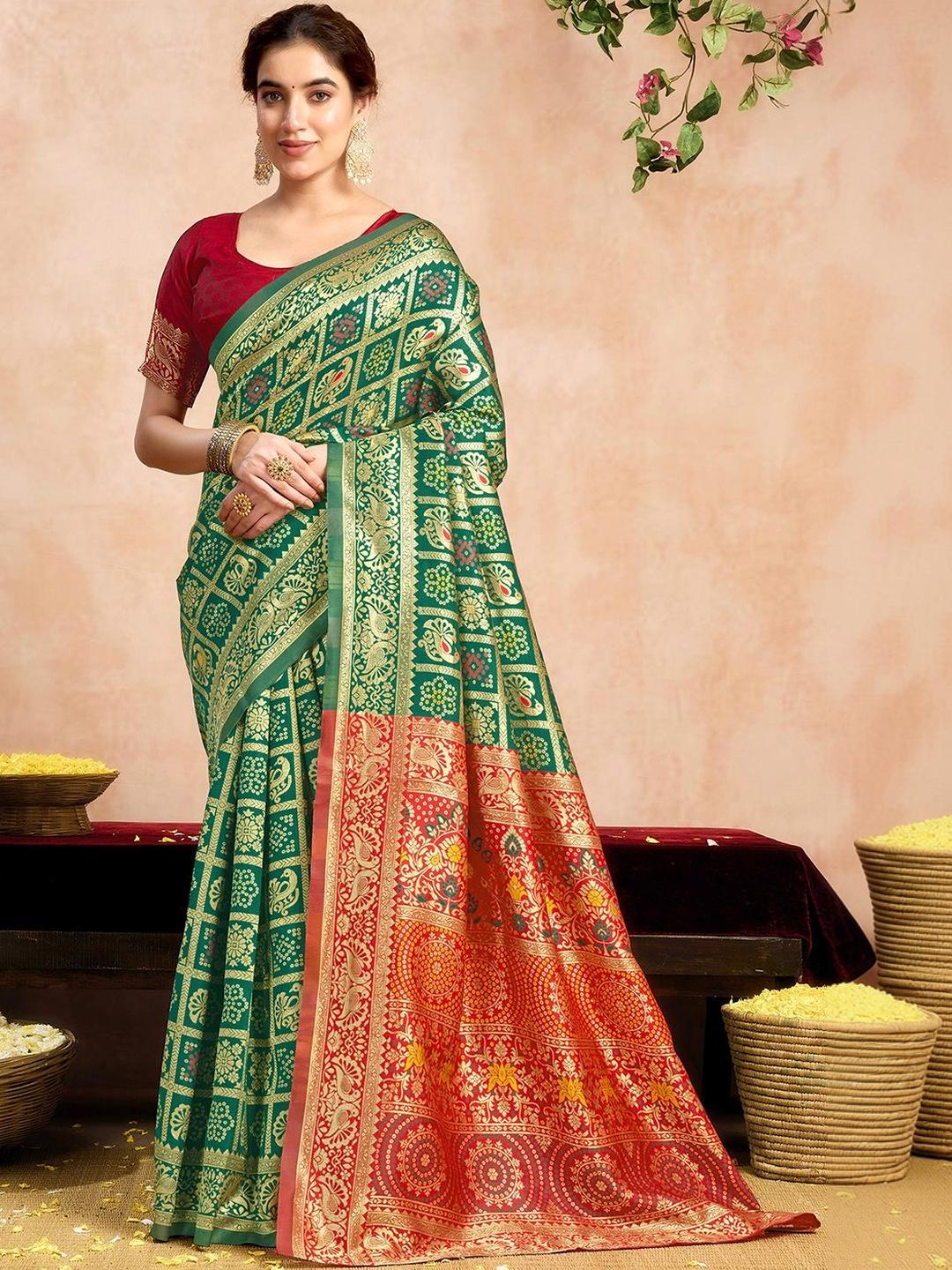 Buy SANISA Ethnic Motifs Zari Silk Blend Saree - Sarees for Women ...