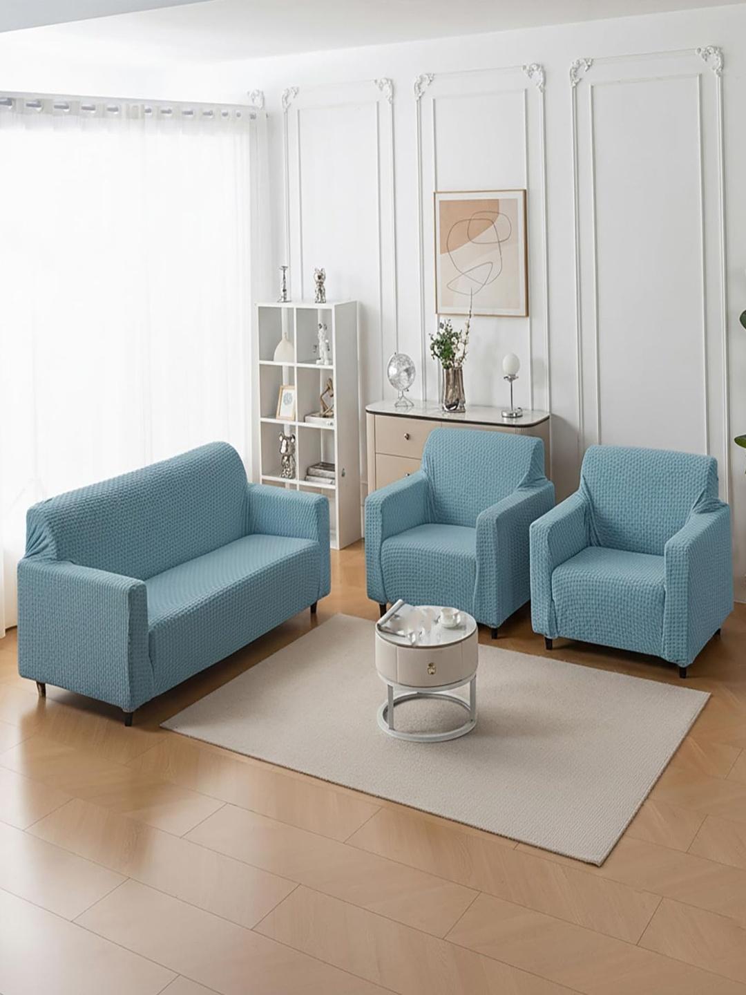 Buy HOUSE OF QUIRK Jacquard Fabric 220 GSM 3 Seater +1 Seater +1 Seater ...