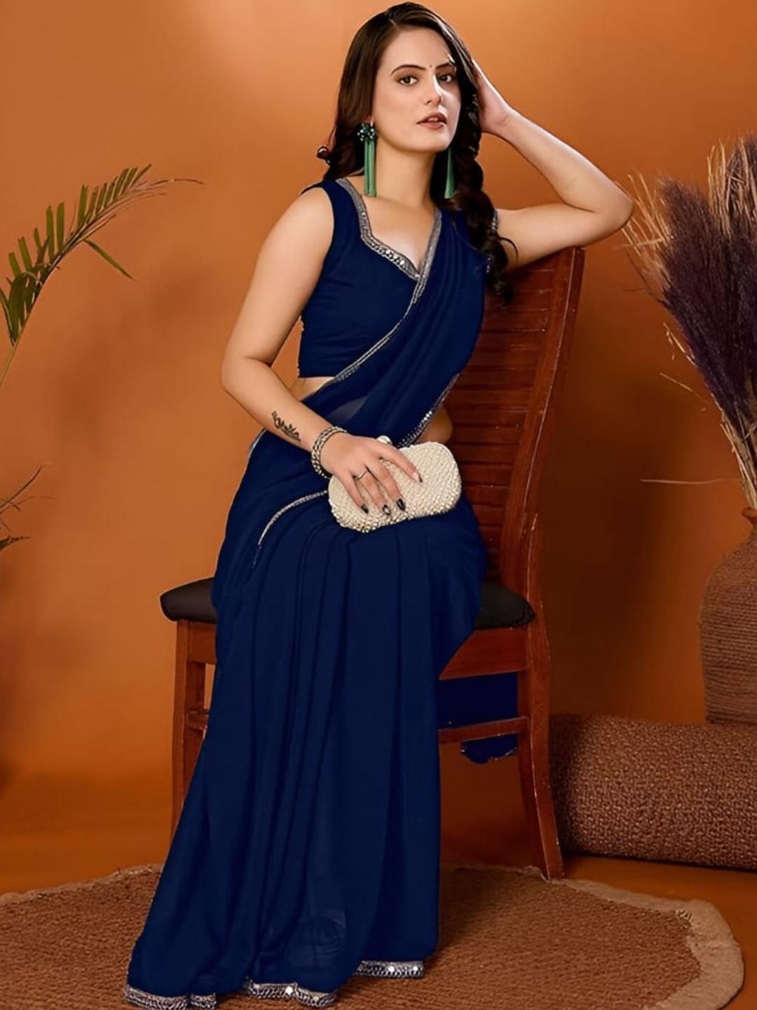 Buy PAYAL CREATION Sequinned Satin Heavy Work Saree - Sarees for Women ...