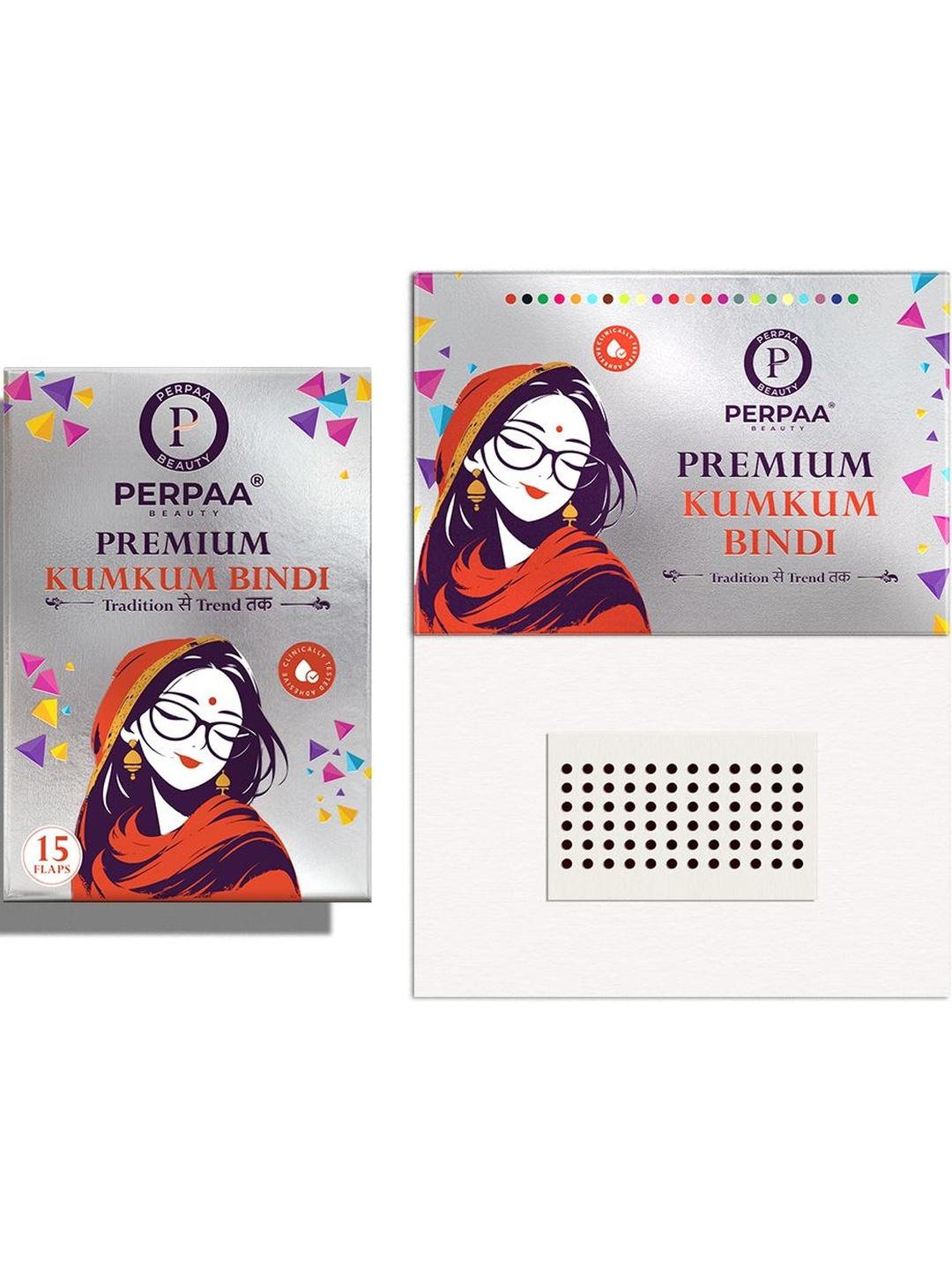 Buy PERPAA Set Of 15 Velvet Sticker Kumkum Round Bindi - Bindi for ...