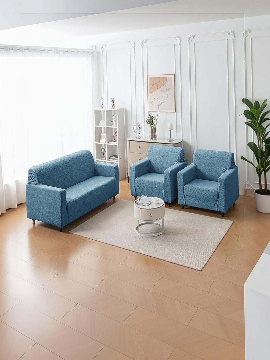 Buy HOUSE OF QUIRK Jacquard Fabric 220 GSM 3 Seater +1 Seater +1 Seater ...
