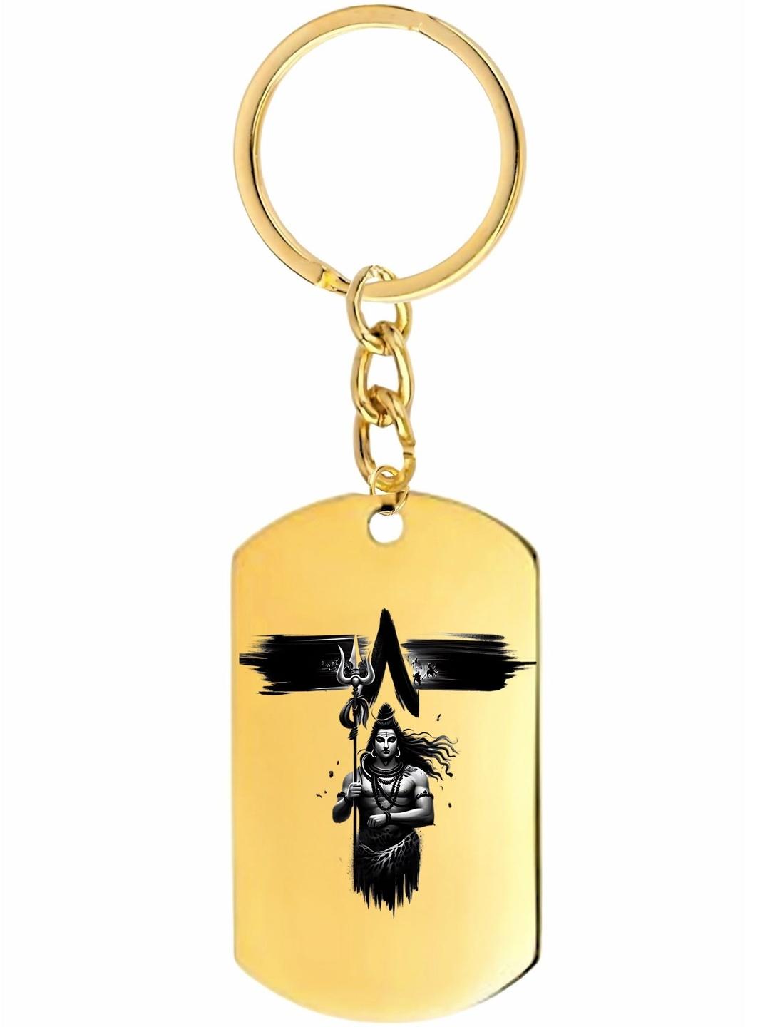 Buy M Men Style Gold Plated Lord Shiva Alphabet T Key Chain - Key Chain ...