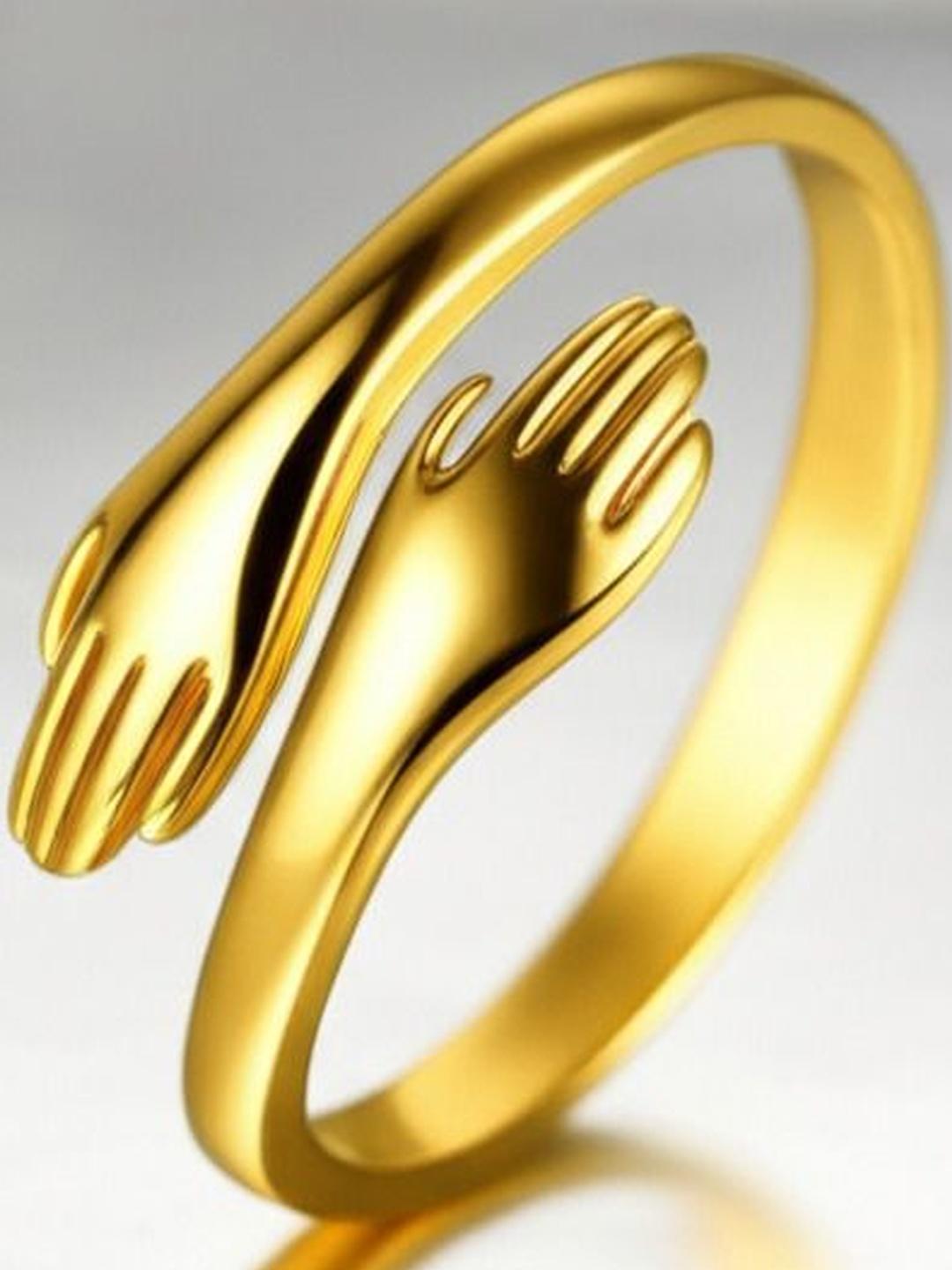 Buy DressBerry Gold Plated Hug Shaped Finger Ring - Ring for Women ...