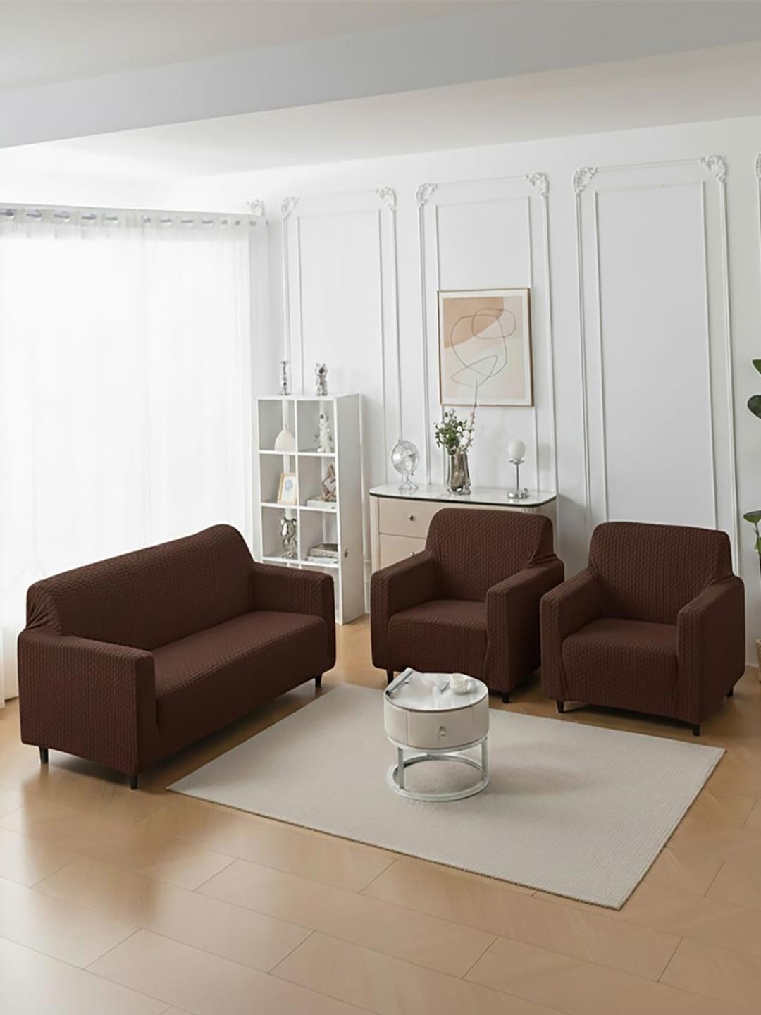 Buy HOUSE OF QUIRK Jacquard Fabric 220 GSM 3 Seater +1 Seater +1 Seater ...