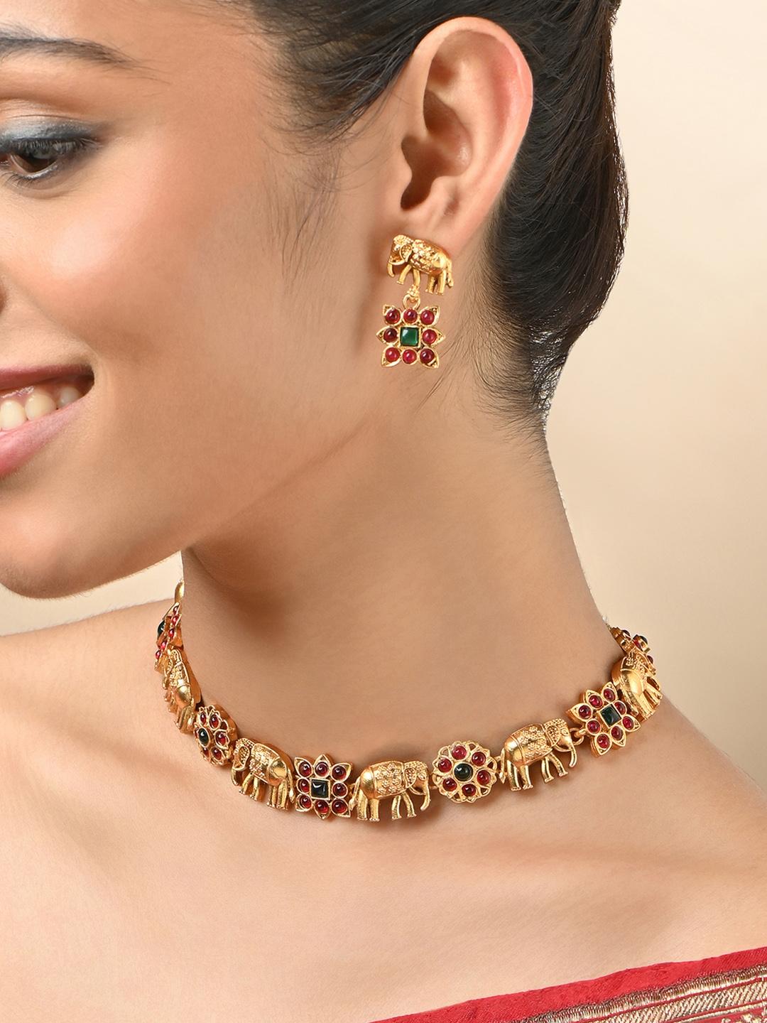 Buy Fida Gold Plated Artificial Stones Studded Jewellery Set ...
