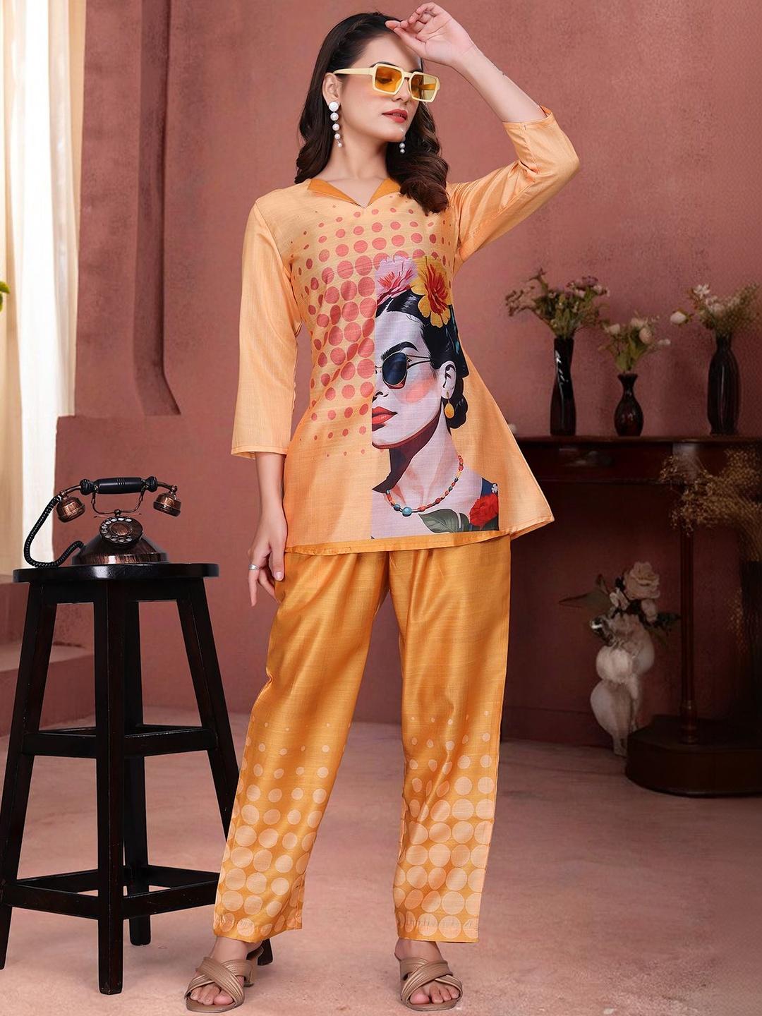Buy Nigel Designer Printed Shirt Collar Tunic With Trouser - Co Ords ...