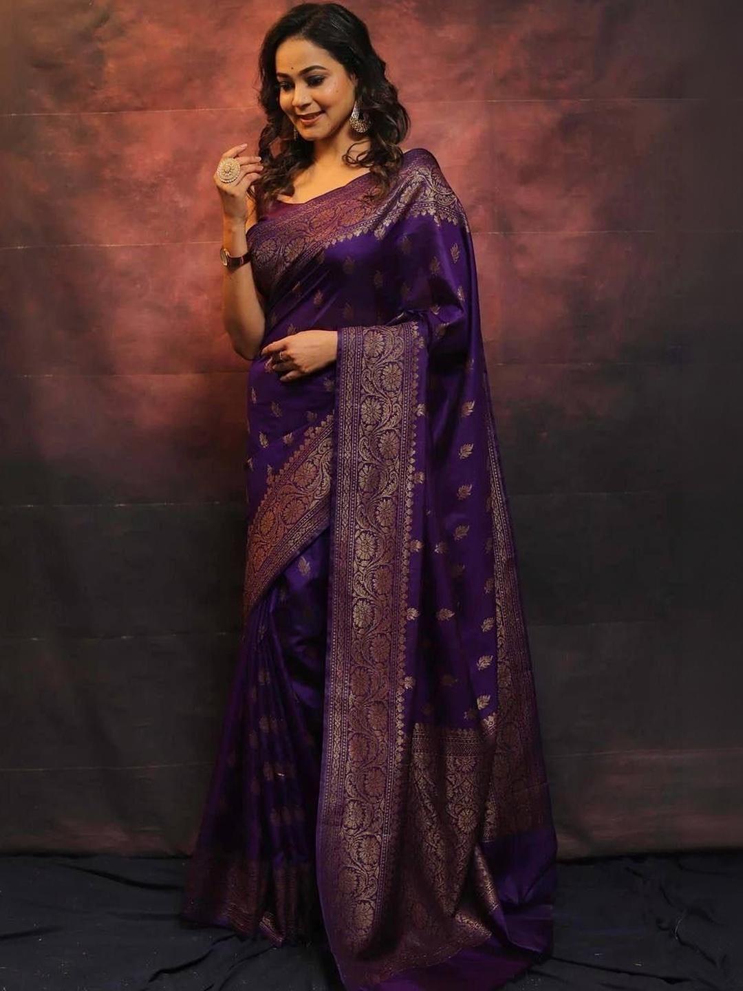 Buy ZARA STAR Ethnic Motifs Zari Silk Blend Saree - Sarees for Women ...