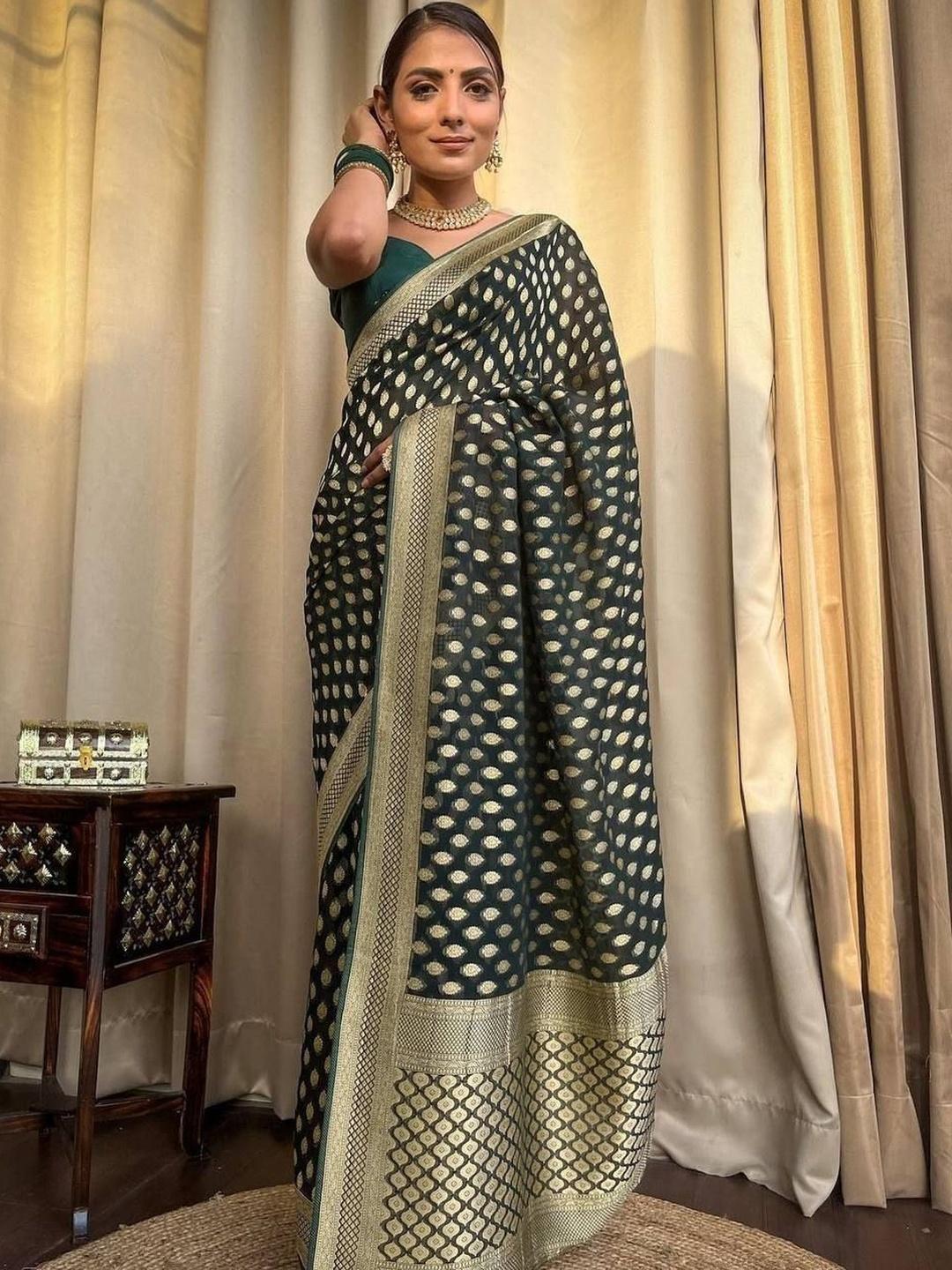 Buy ZARA STAR Woven Design Zari Banarasi Saree - Sarees for Women ...