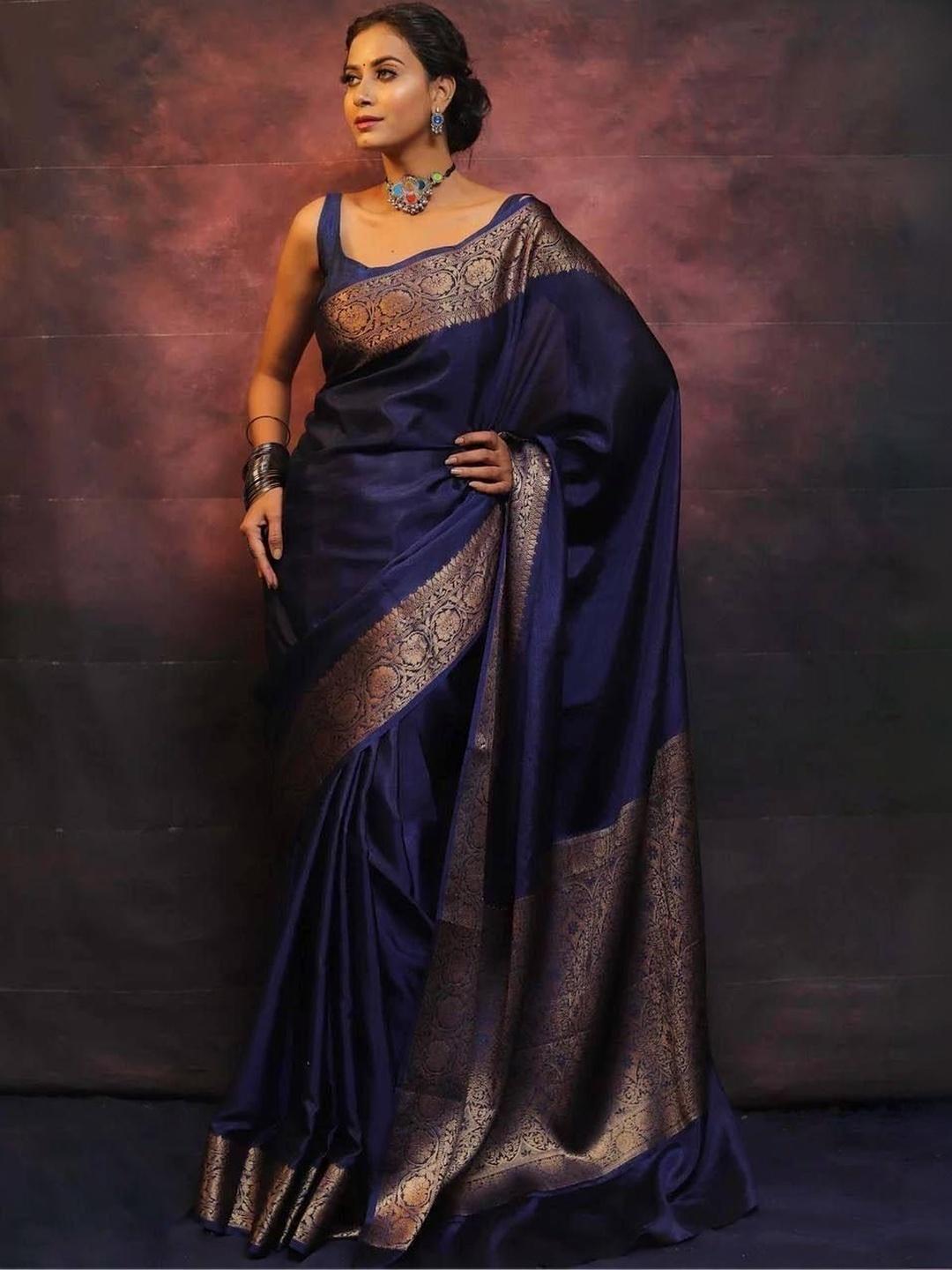 Buy ZARA STAR Woven Design Zari Silk Blend Saree - Sarees for Women ...