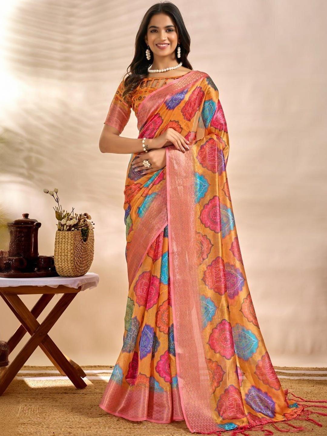 Buy ZARA STAR Ethnic Motifs Zari Silk Blend Mysore Silk Saree - Sarees ...
