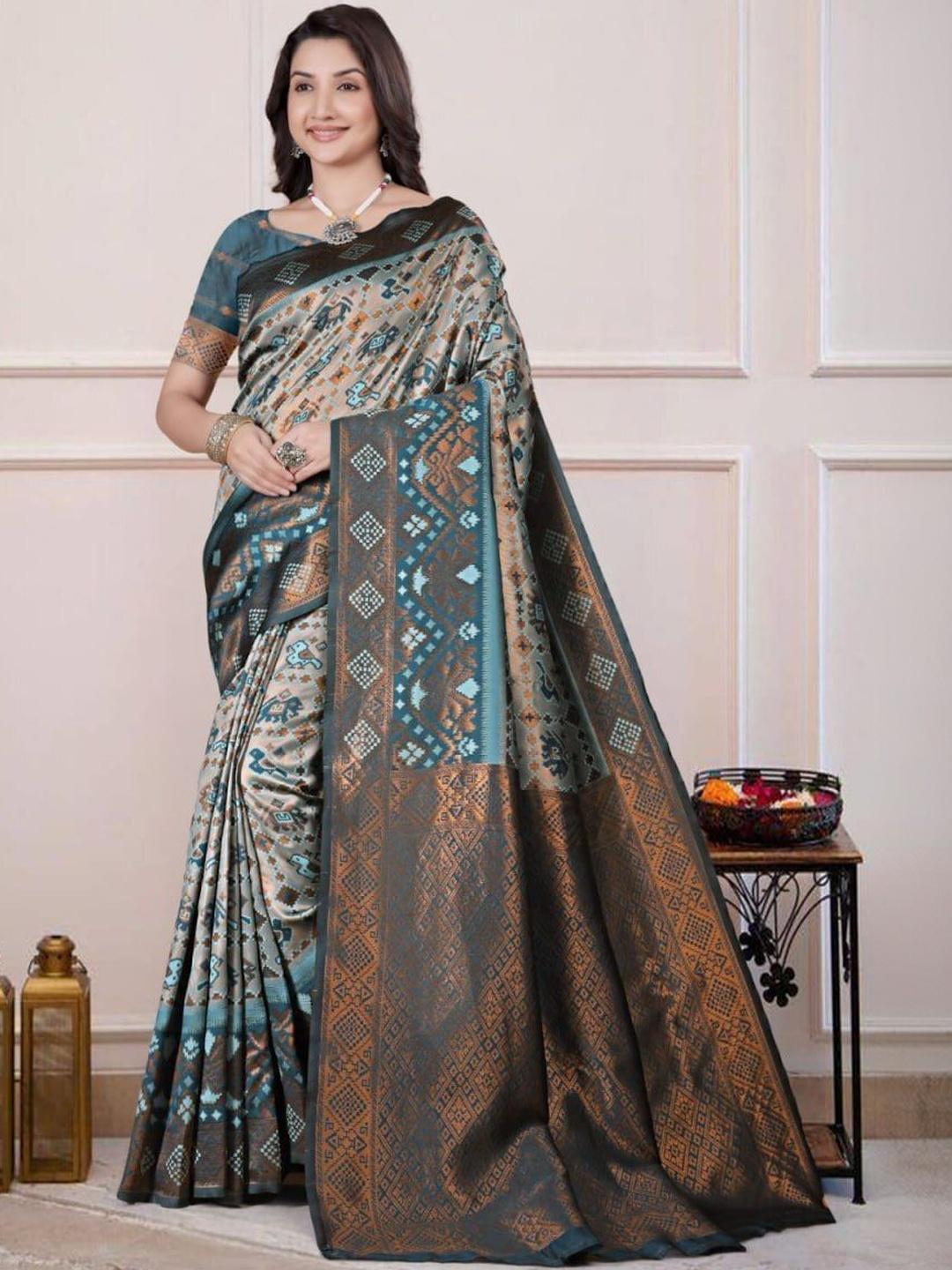 Buy ZARA STAR Ethnic Motifs Zari Art Silk Banarasi Saree - Sarees for ...