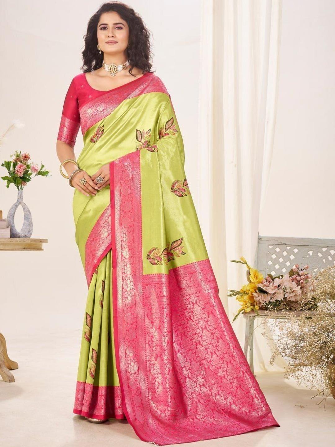 Buy ZARA STAR Woven Design Zari Art Silk Heavy Work Banarasi Saree ...