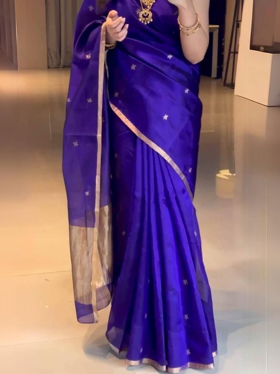 Buy ZARA STAR Embellished Zari Linen Blend Saree - Sarees for Women ...