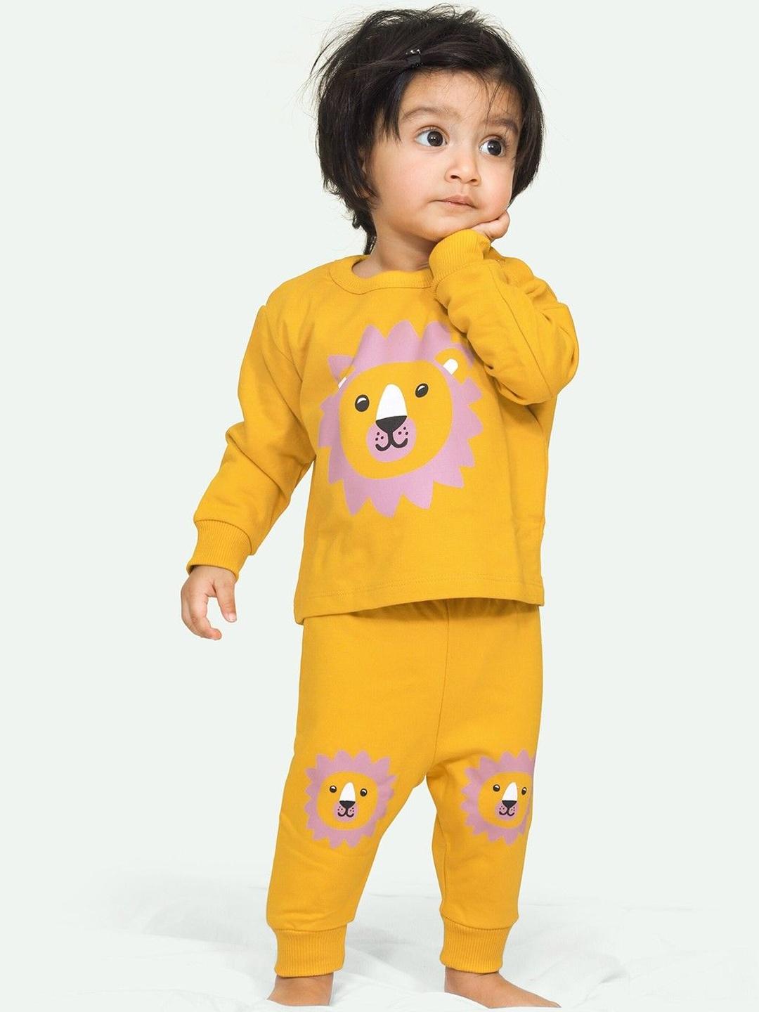 Buy Ariel Round Neck Pure Cotton Fleece T Shirt With Pyjama Clothing ...