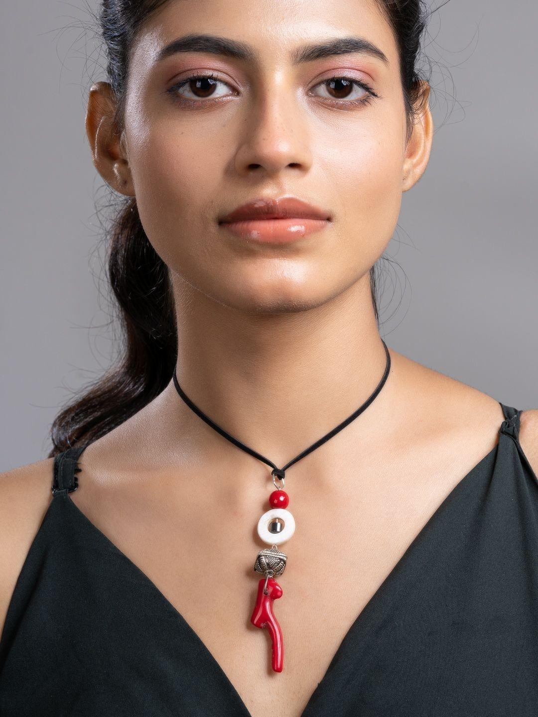 Buy Look And Adorn German Silver Handcrafted Necklace - Necklace And ...