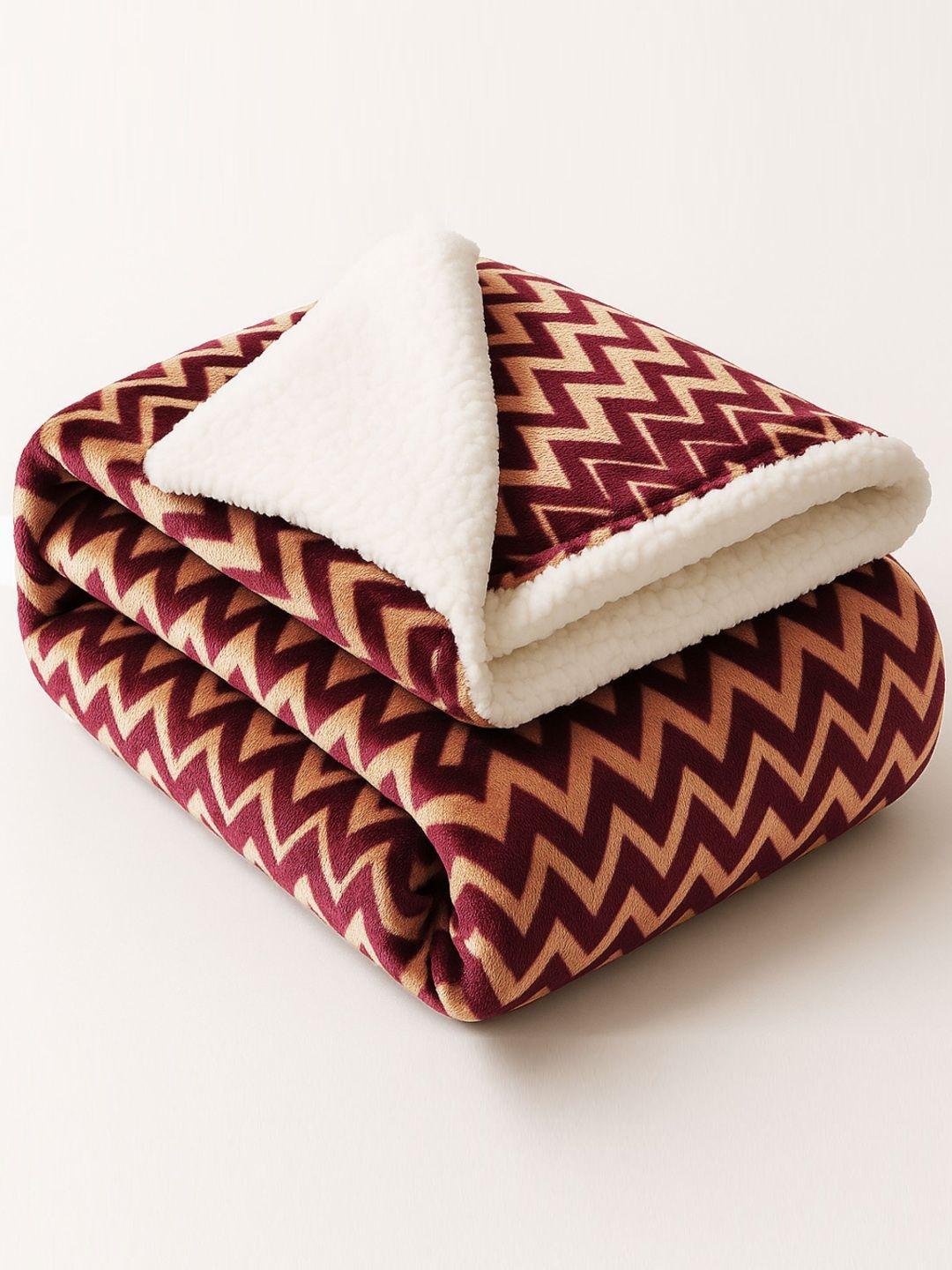 Buy Bsb Home Maroon & White Heavy Winter 500 GSM Blanket - Blankets ...