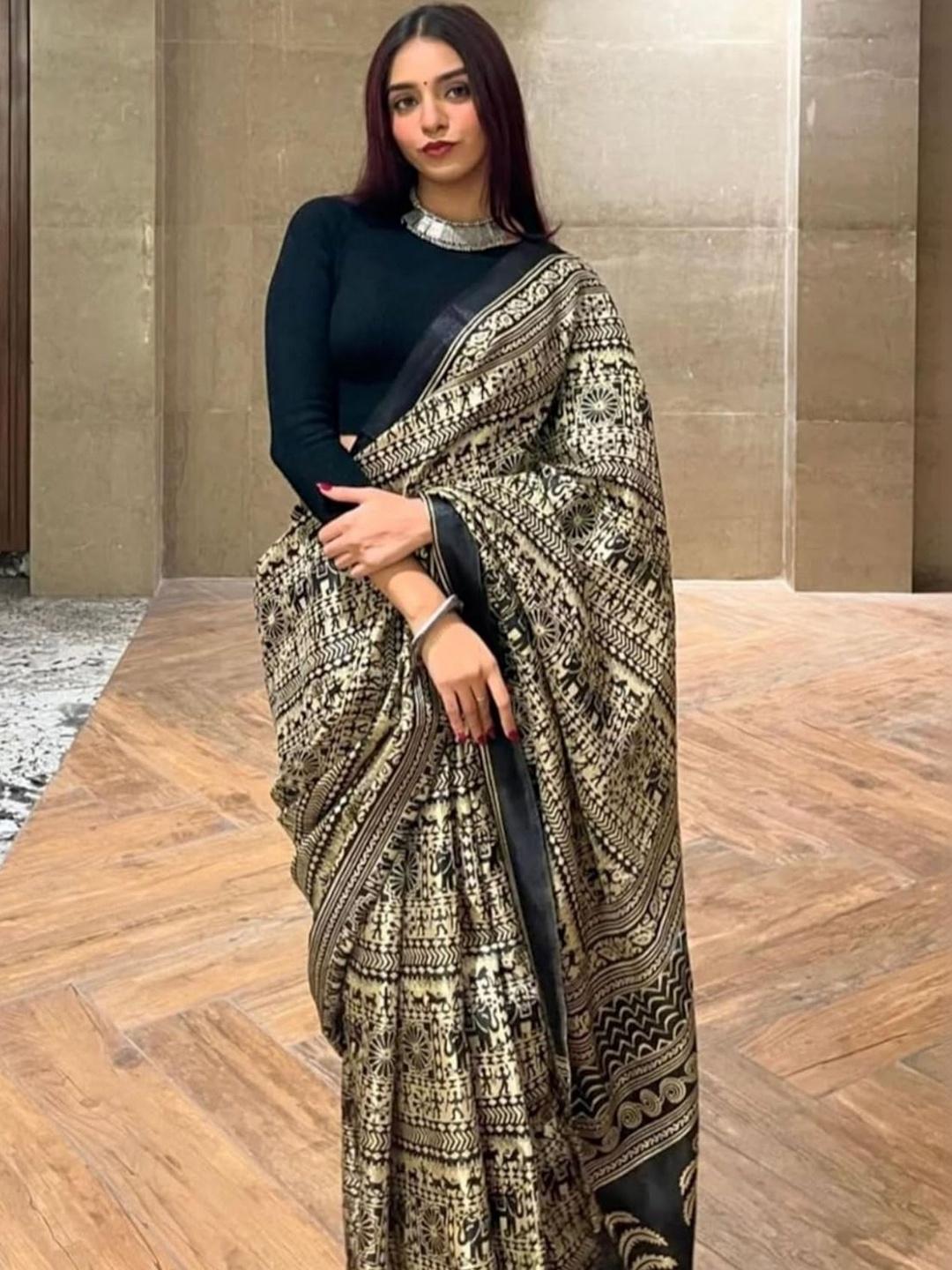 Buy Vj Fashion Ethnic Motifs Art Silk Khadi Saree - Sarees for Women 37796585 | Myntra