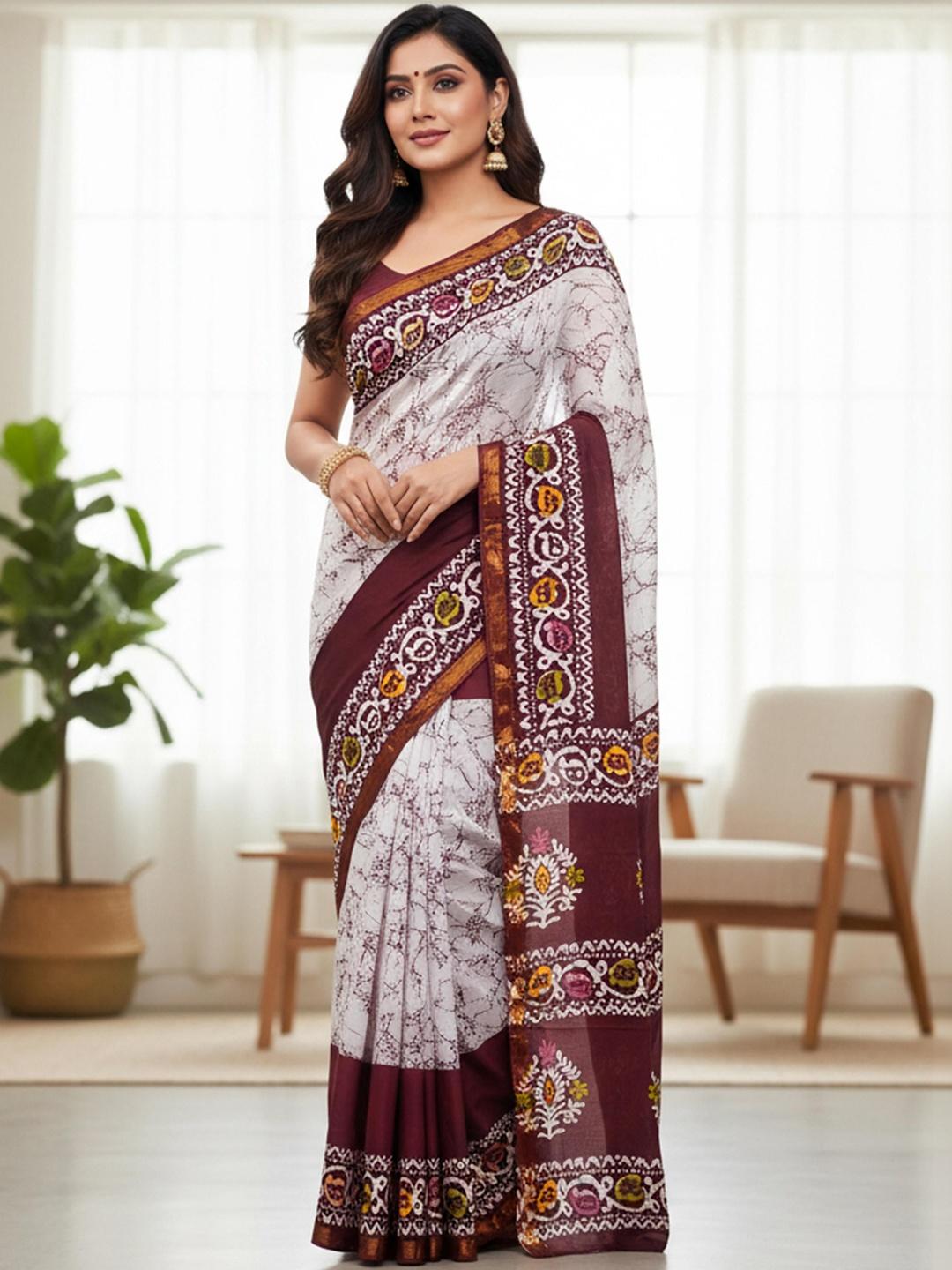 Buy GEN Z TRENDS Ethnic Motifs Pure Cotton Saree - Sarees for Women ...