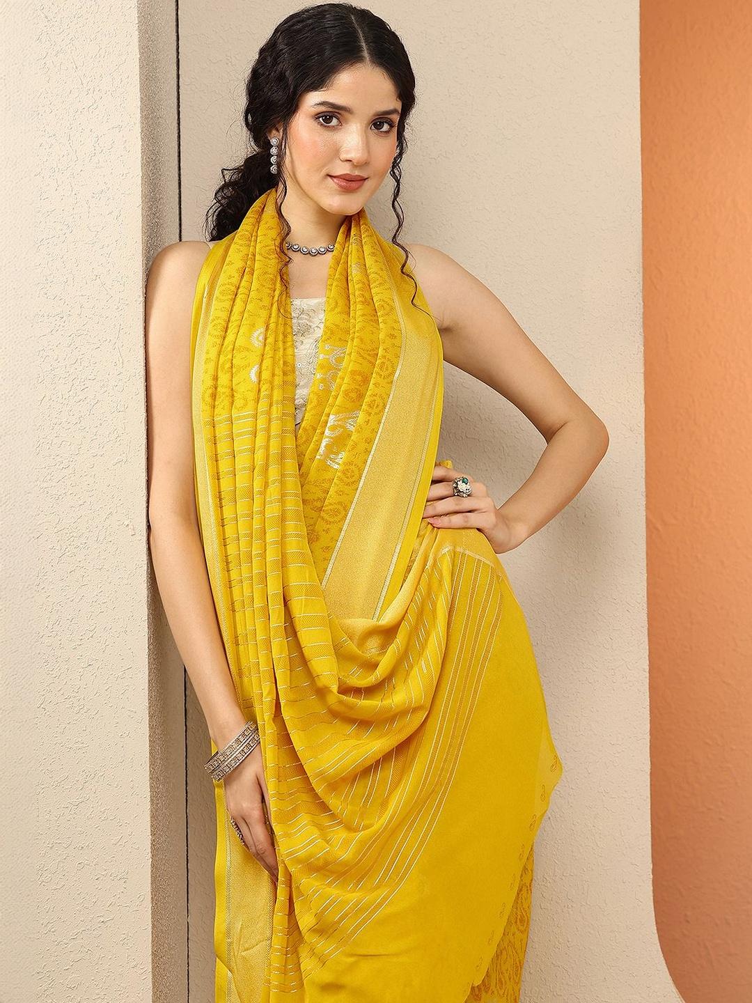 Buy Libas Paisley Pure Georgette Saree - Sarees for Women 37797475 | Myntra