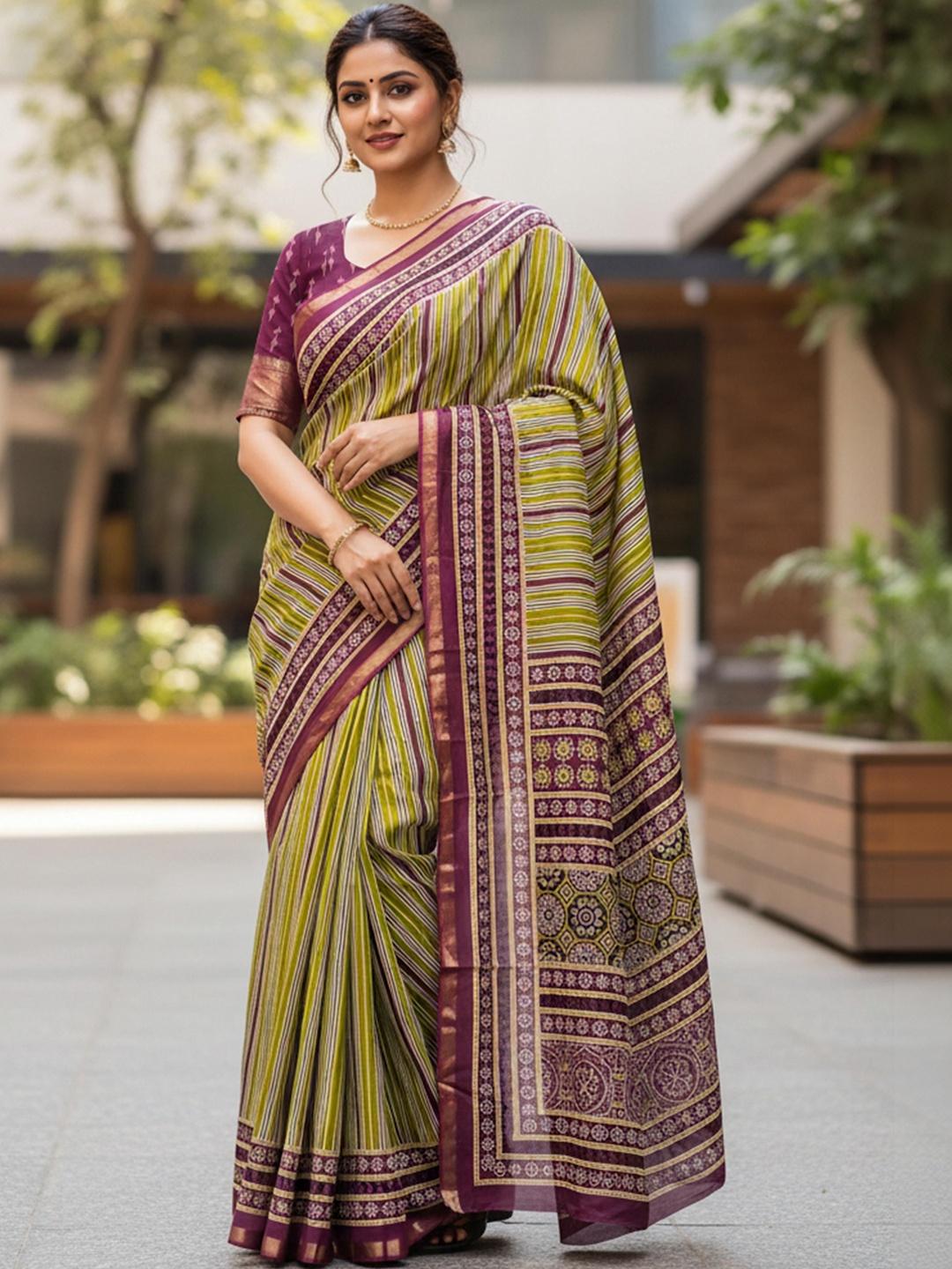 Buy GEN Z TRENDS Ethnic Motifs Pure Cotton Saree - Sarees for Women ...
