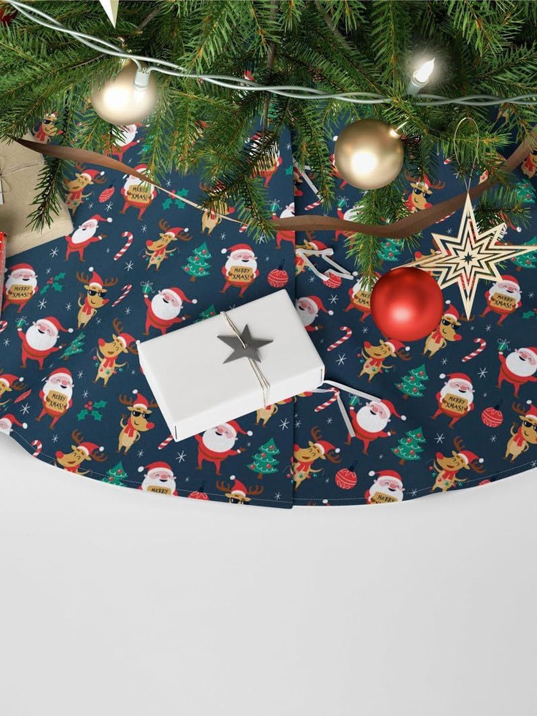 Buy THEYAYACAFE Christmas25 Navy Blue Santa And Reindeer Printed ...