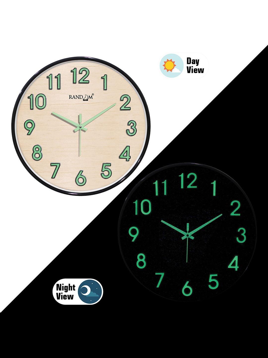 Buy RANDOM 3D Radium Numbers Green Luminous Hands Wall Clock With Sweep ...