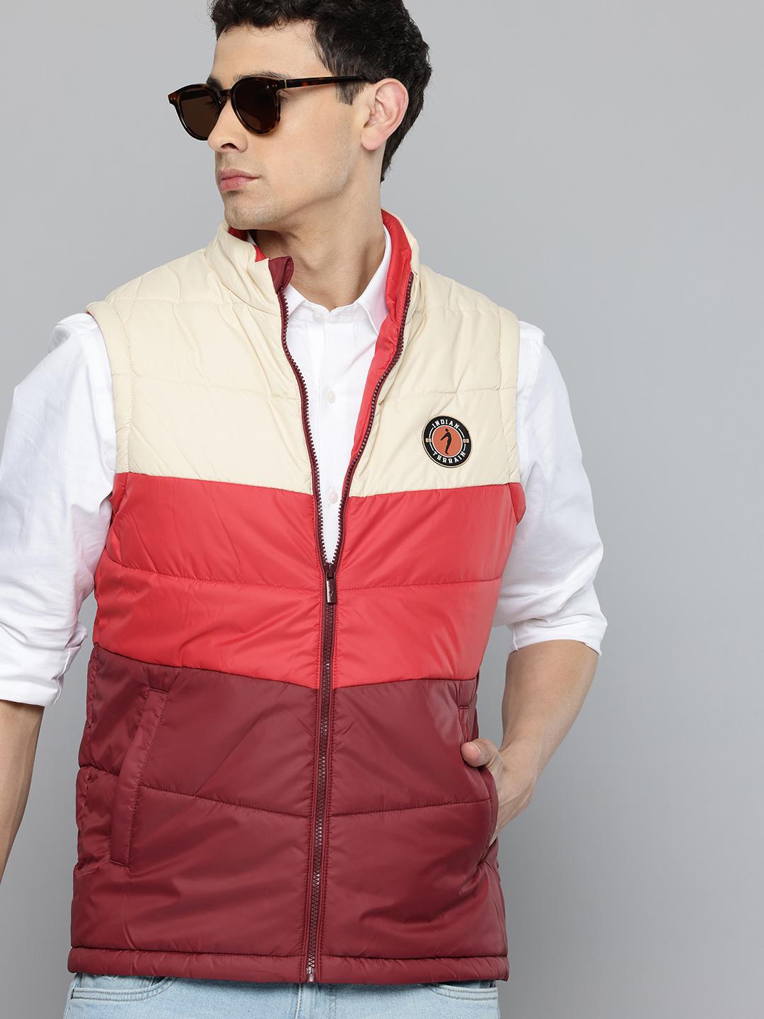 Buy Indian Terrain Mock Collar Colourblocked Gilet Jacket - Jackets for ...