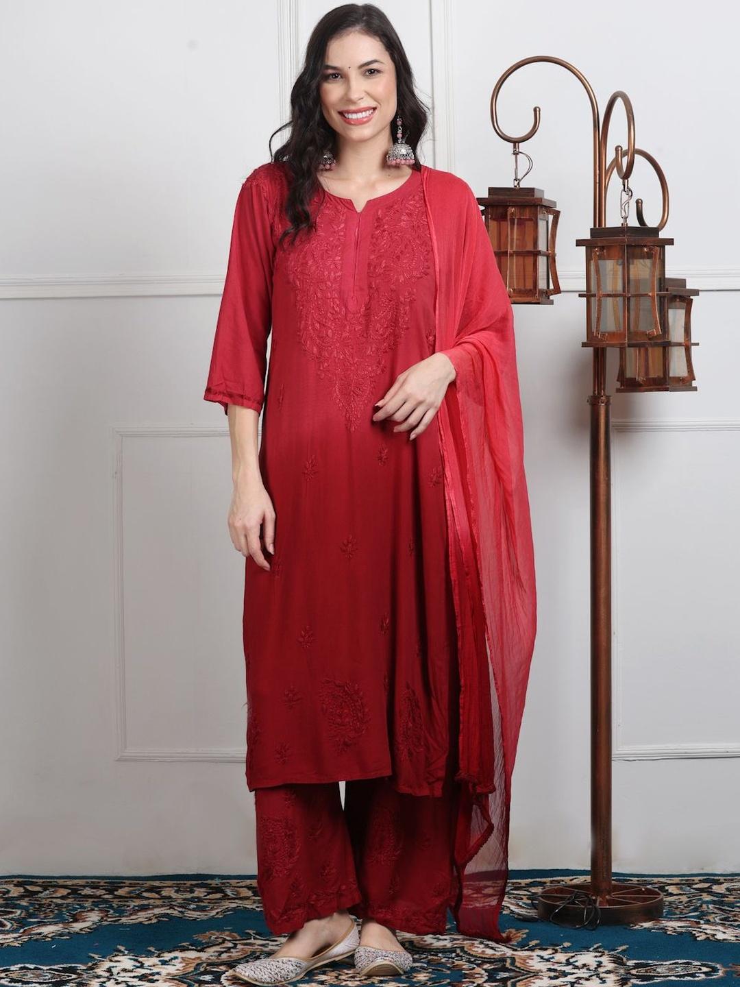 Buy KHAKA Women Ethnic Motifs Embroidered Regular Thread Work Kurta ...