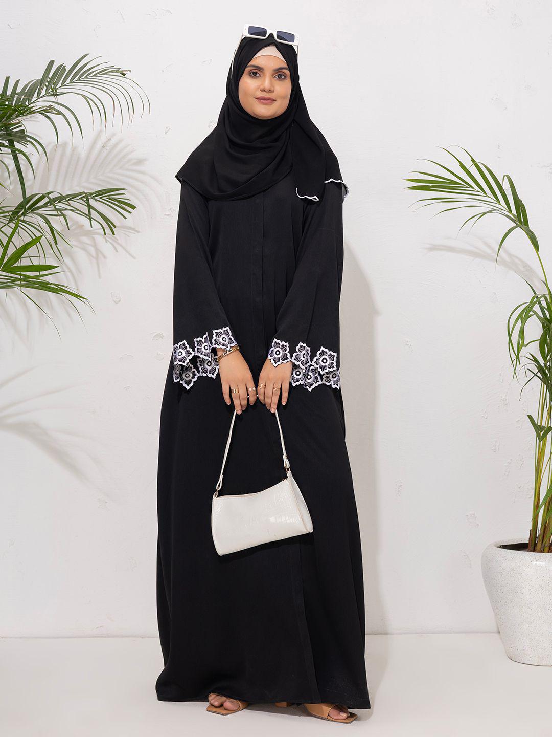 Buy SANASH Collections Women Embroidered Round Neck Abaya Burqas ...