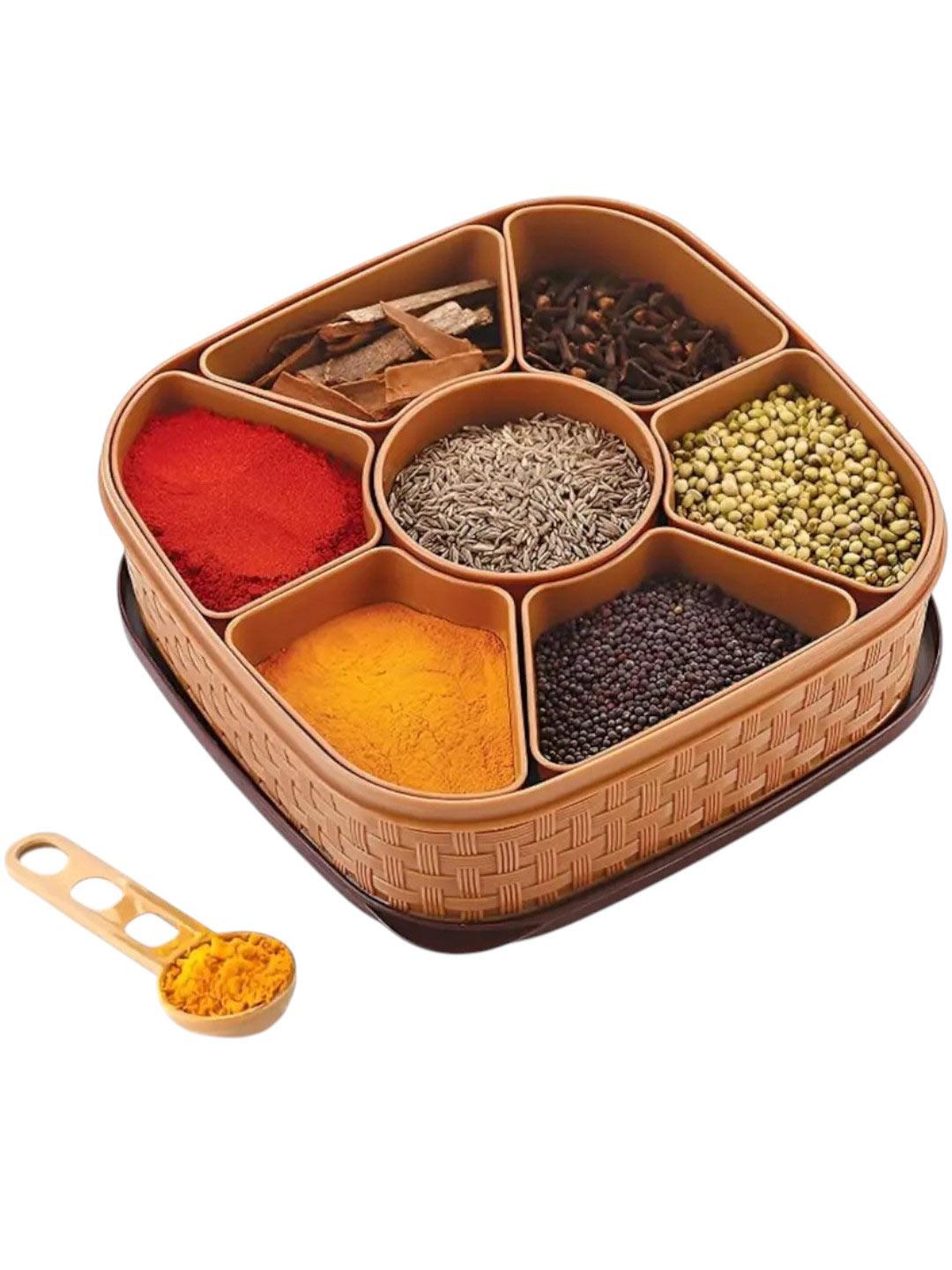 Buy DeoDap Brown 2025 Plastic Easy To Clean Spice Box - Spice Box for ...