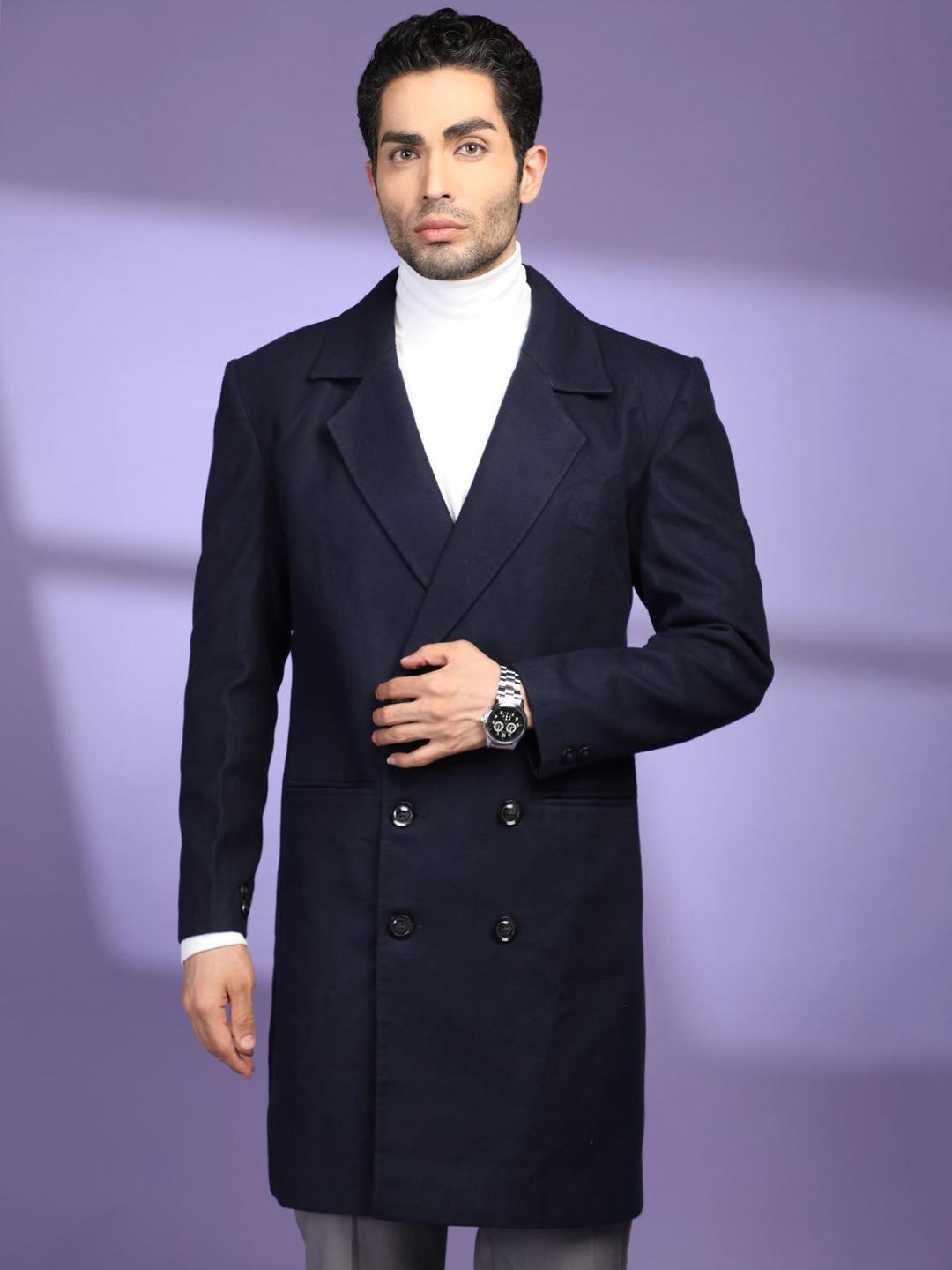 Buy Mast & Harbour Men Regular Fit Double Breasted Notched Lapel Collar ...