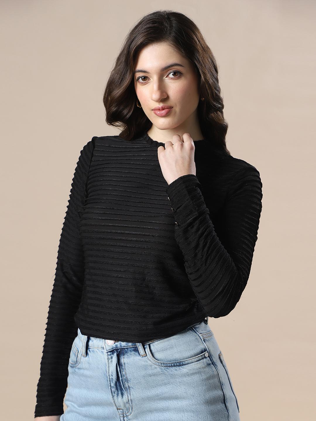 Buy Globus Self Design High Neck Full Sleeves Knitted Top - Tops for ...
