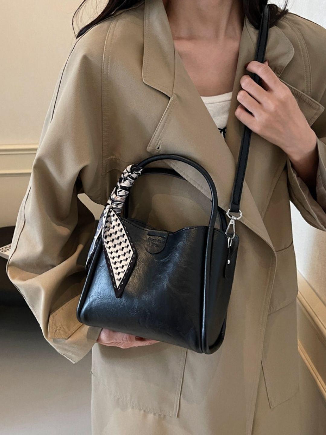 Buy KPOP Women Black PU Structured Handheld Bag - Handbags for Women ...