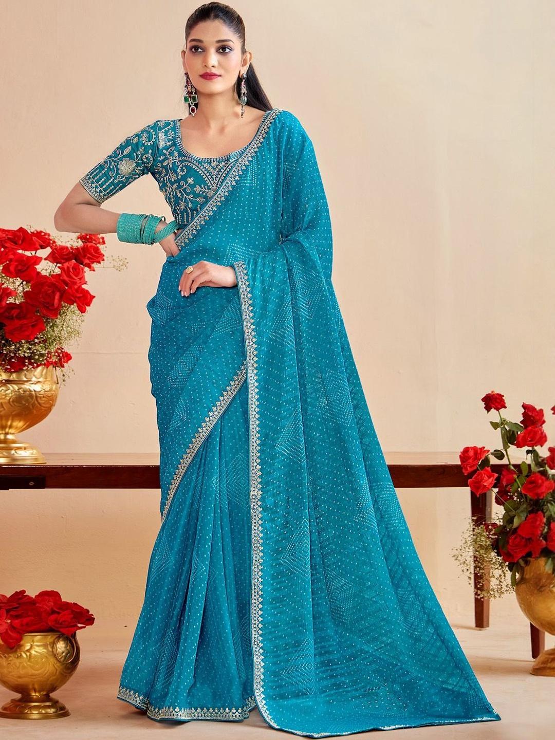 Buy ROOP SUNDARI SAREES Ethnic Motifs Printed Embroidered Bandhani ...