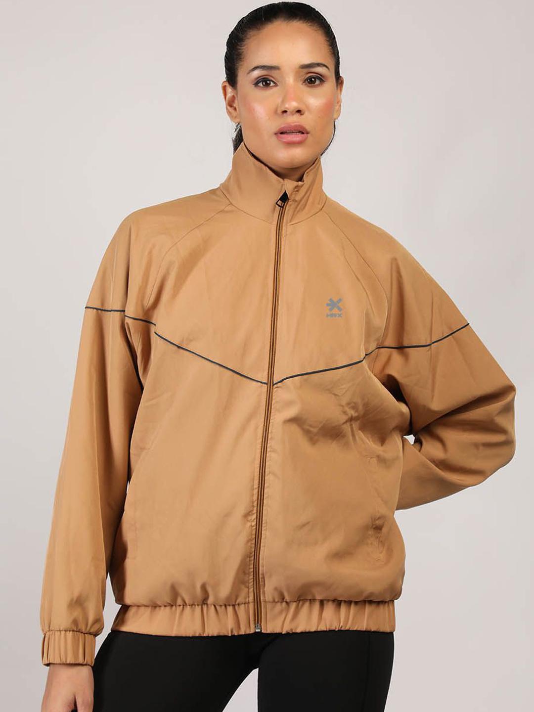 Buy HRX By Hrithik Roshan Women Mock Collar Solid Windcheater Sporty ...