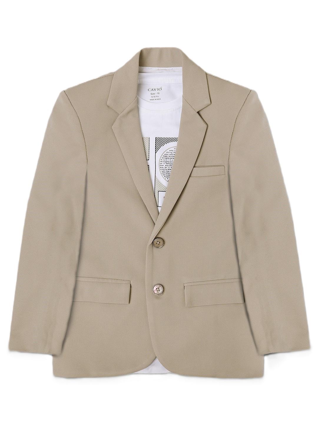 Buy CAVIO Boys Pure Cotton Notched Lapel Collar Single Breasted Blazer ...