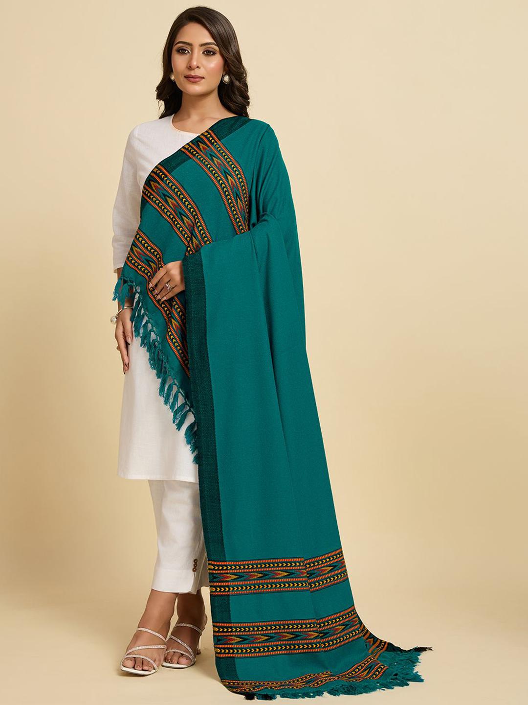 Buy WEAVERS VILLA Women Kullu Pattern Woven Winter Shawl - Shawl for ...
