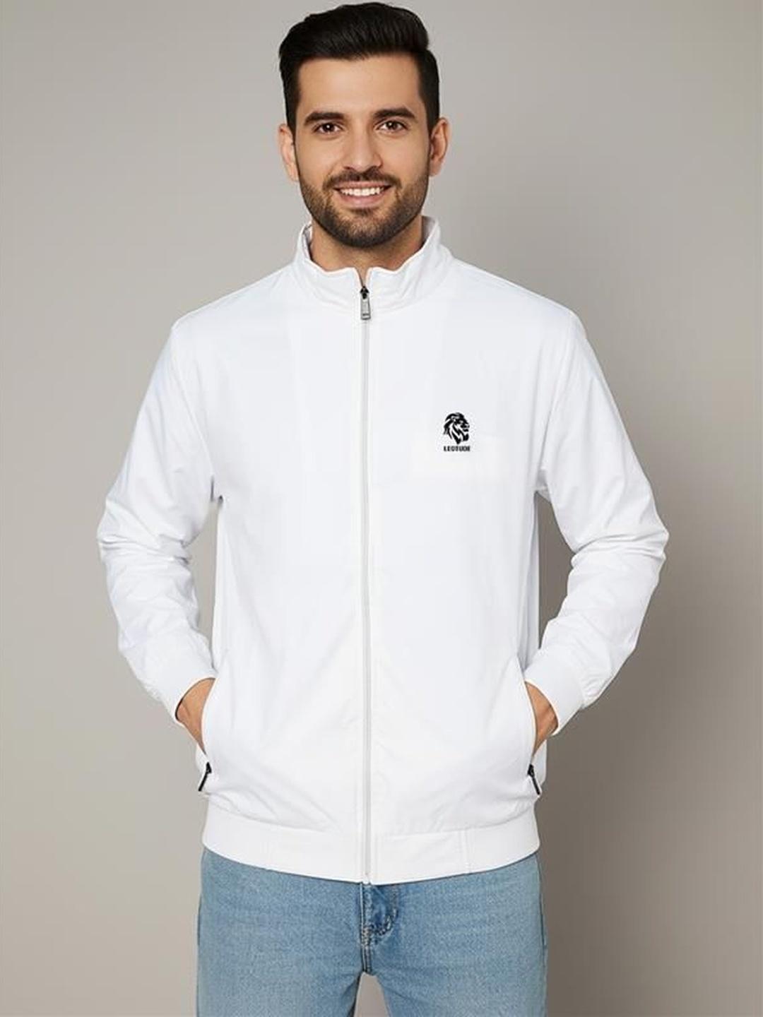 Buy Leotude Men Mock Collar Solid Windcheater Sporty Jacket - Jackets ...