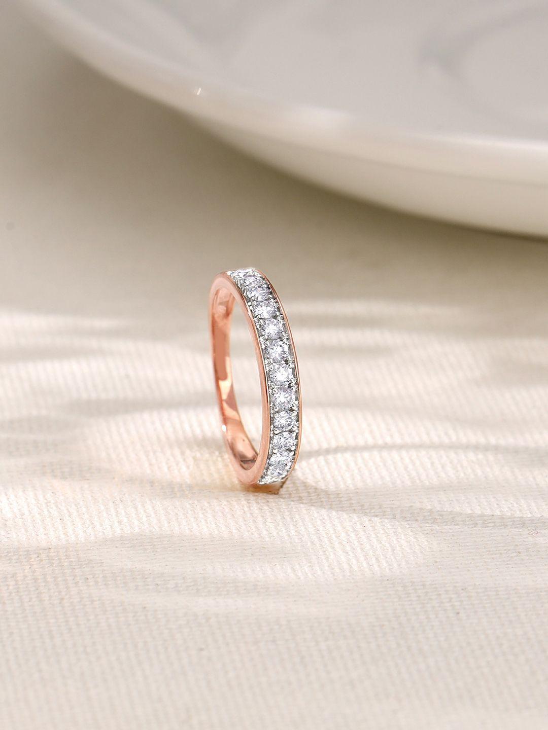 Buy GIVA 18KT BIS Hall Mark Rose Gold Elegant Engagement Diamond Ring 2 ...