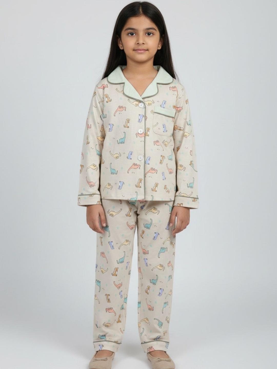 Buy Biglilpeople Girls Printed Pure Cotton Shirt & Pyjamas Night Suit ...