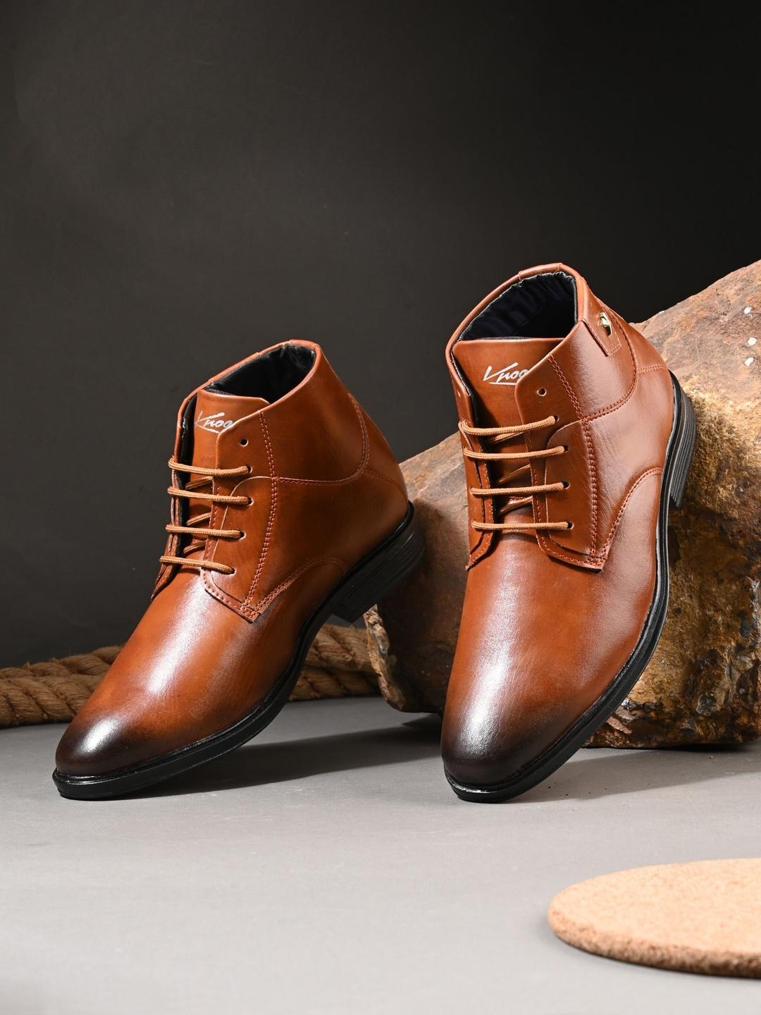 Buy Knoos Men High Ankle Block Heel Corporate Formal Boots - Boots for ...