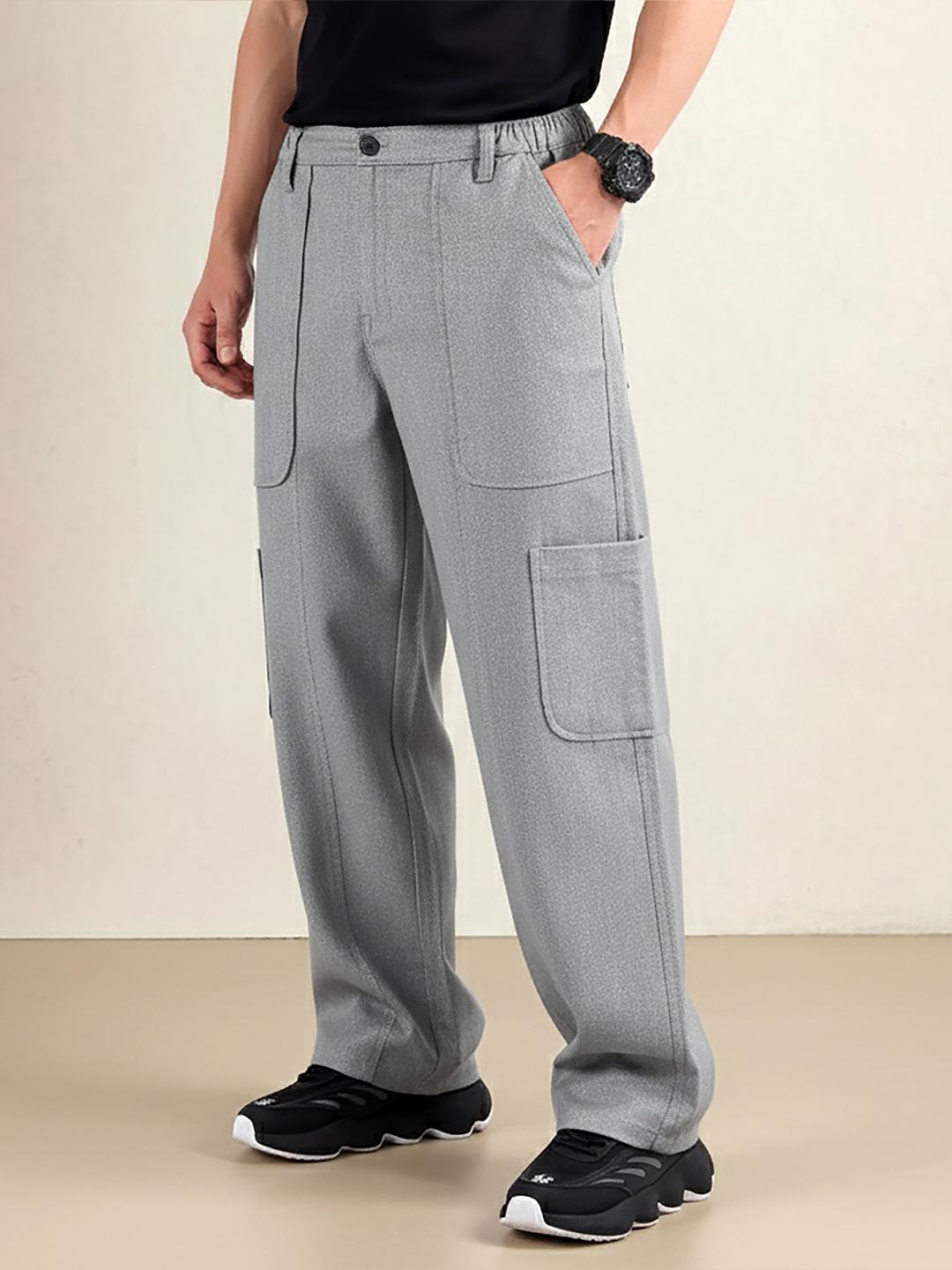 Buy Beyoung Men Light Grey Side Elasticated Cargo Pants - Trousers for ...