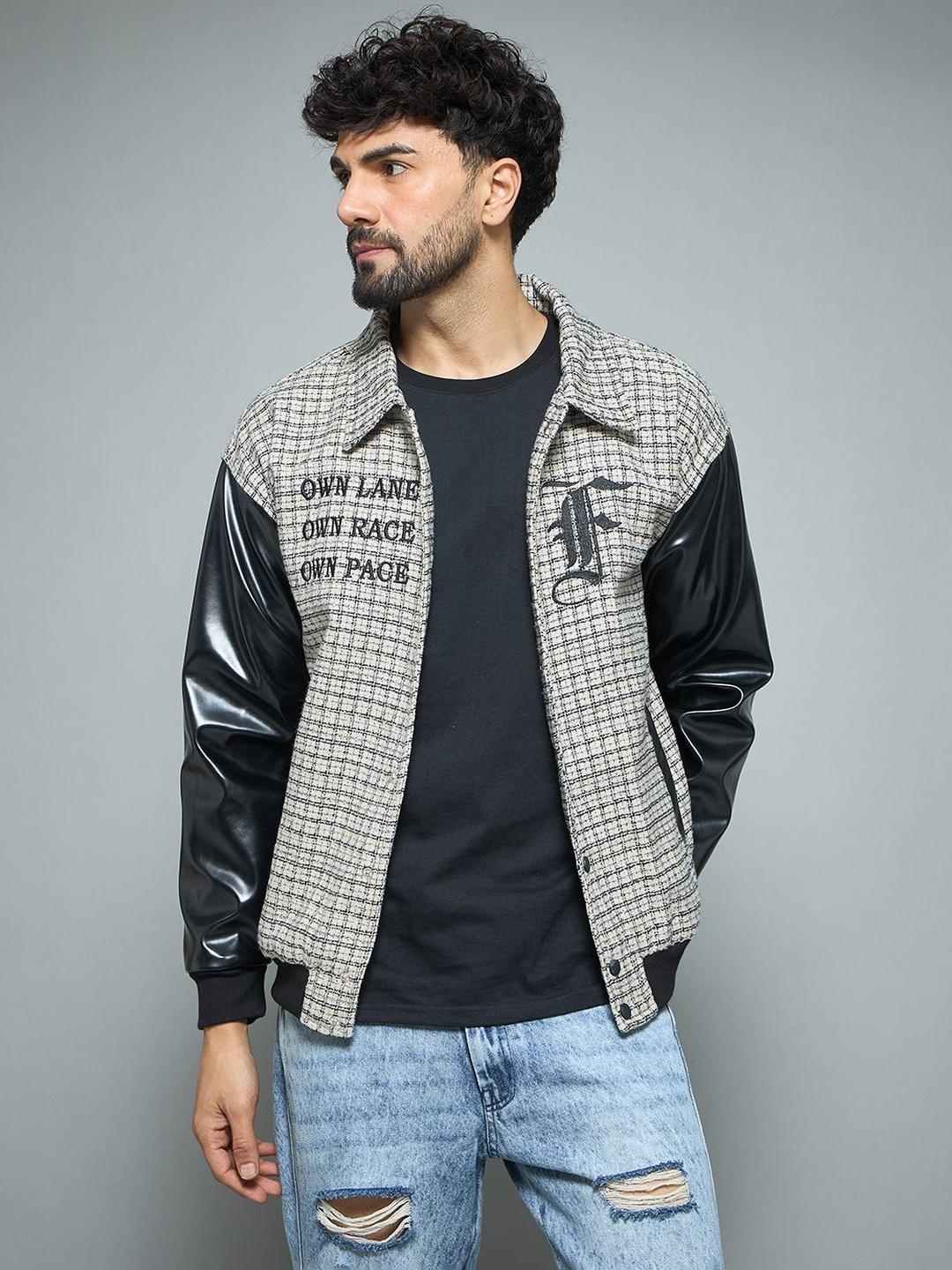 Buy FUGAZEE Men Checked Varsity Jacket - Jackets for Men 37455250 | Myntra